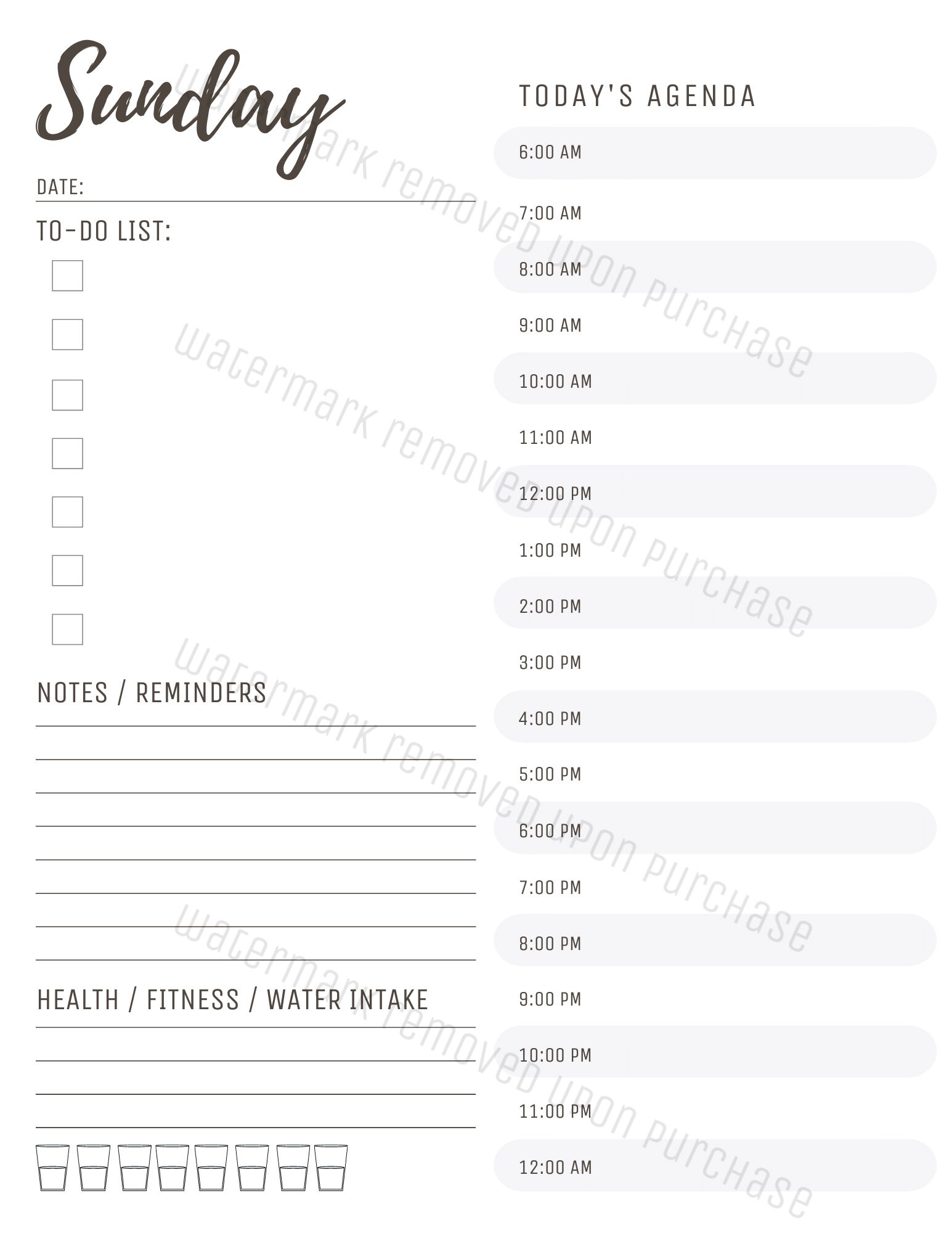 Basic Daily Planner Printable Template Productivity Planner Work Day ...