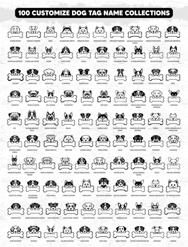 100 Dog Name Tag Keychain SVG Bundle | Laser Cut Pet Keychain Files ...