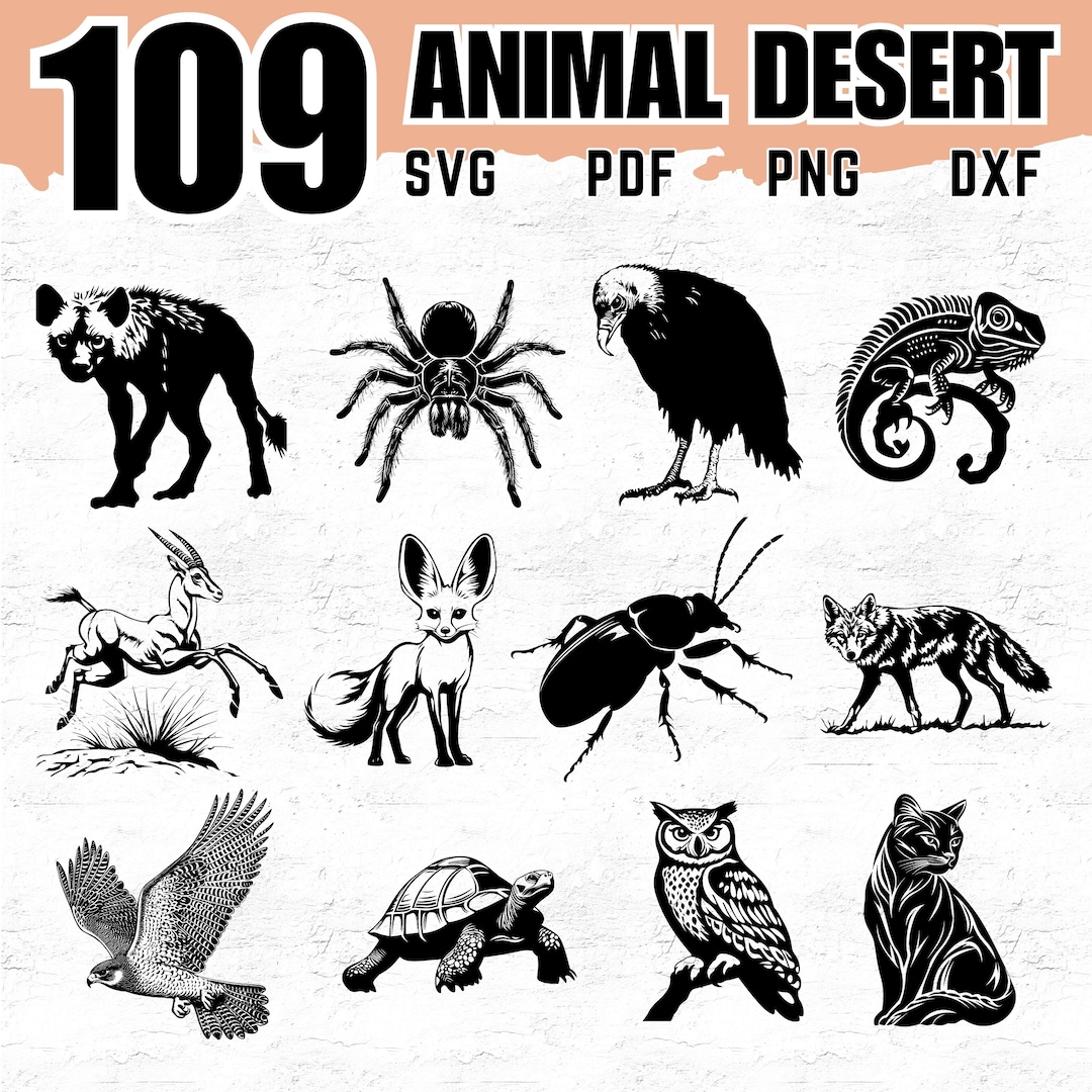 109 Desert Animal SVG DXF PDF Png Bundle for Cricut Crafts, Wildlife ...