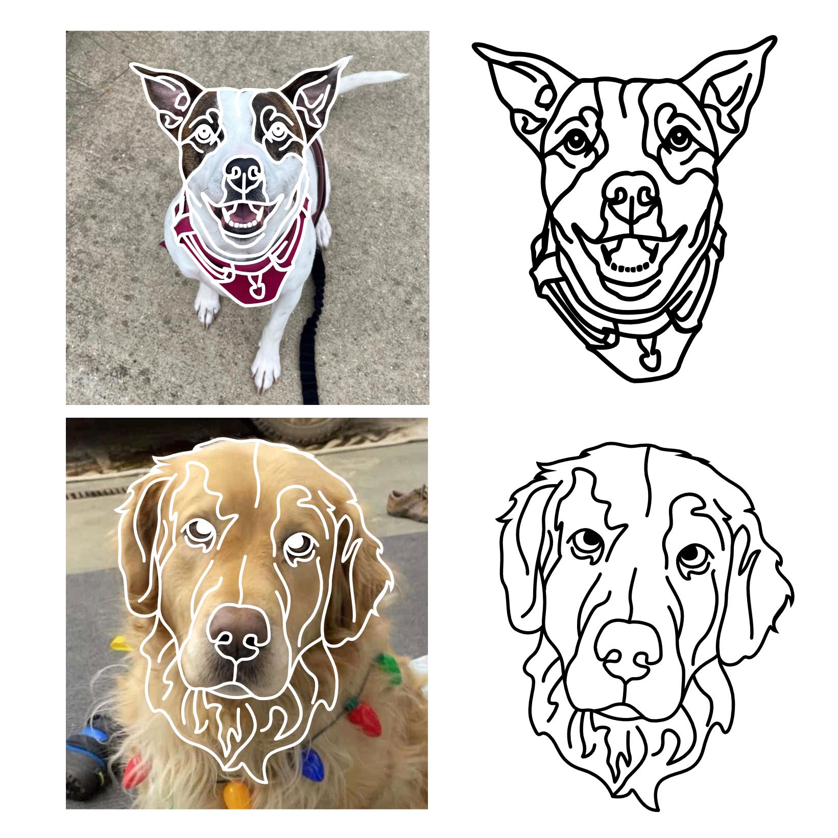 Custom Pet Outline Drawing Digital Download, Dog or Cat Outline, Pet ...
