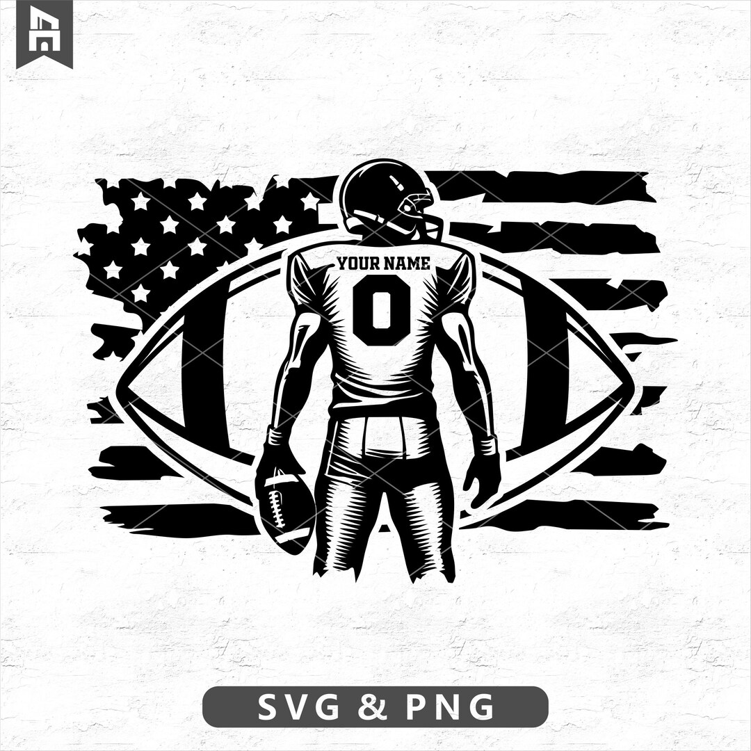 USA Flag Football Svg Custom, Football Player Svg, Custom Football Png ...