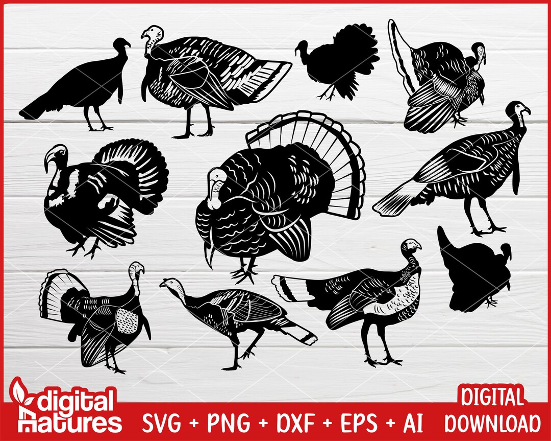Bundle Turkey Clipart - Turkey Svg, Turkey Hunter Svg, PNG, Cut File ...