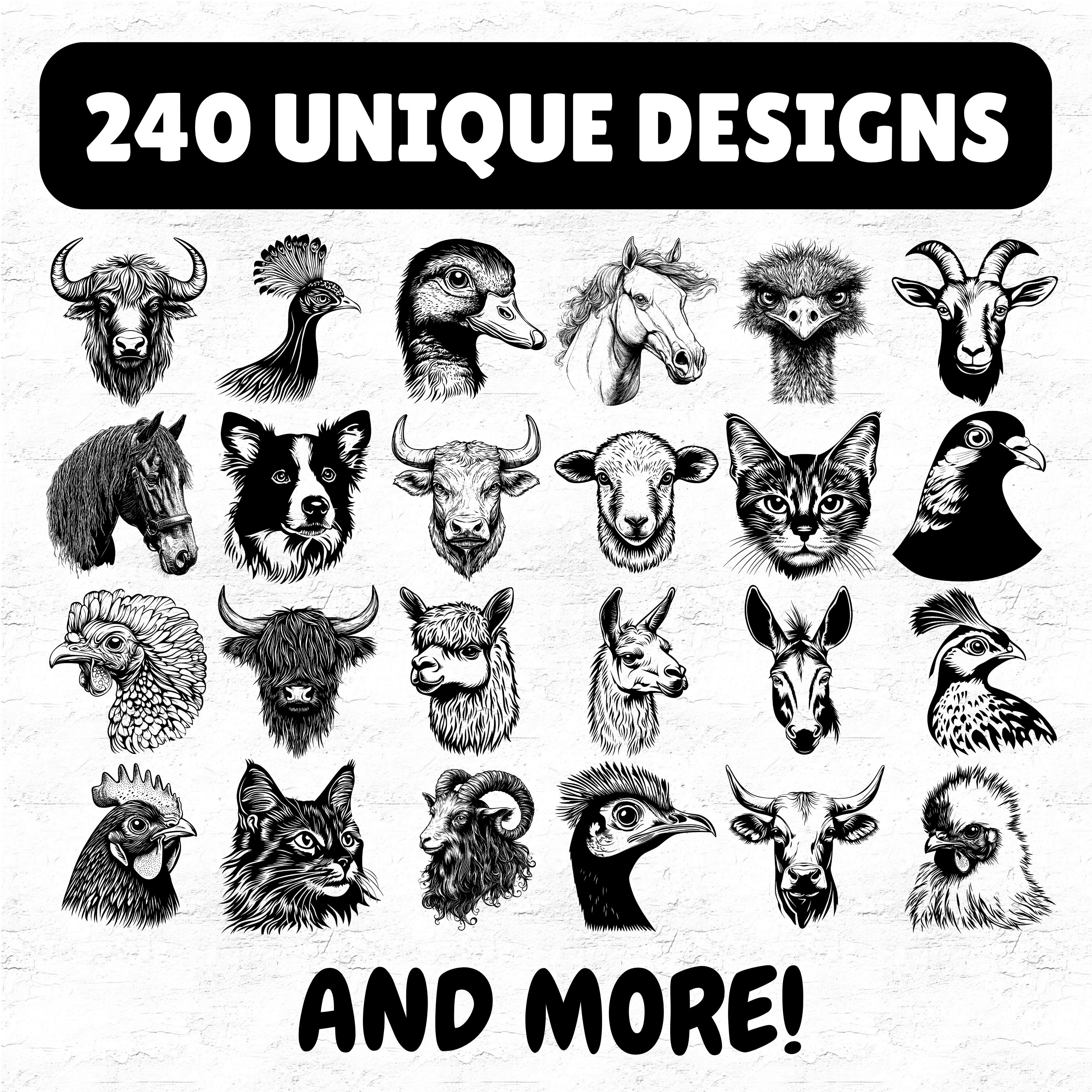 240 Farm Animals SVG PNG PDF Dxf Bundle for Cricut Silhouette Laser ...