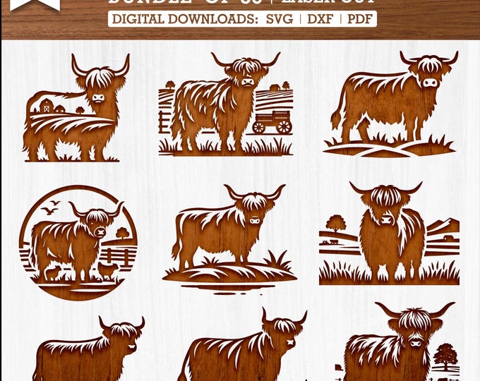 Baby Highland Cow Svg / Dxf Files for Plasma, Calf Laser Cut Vector ...