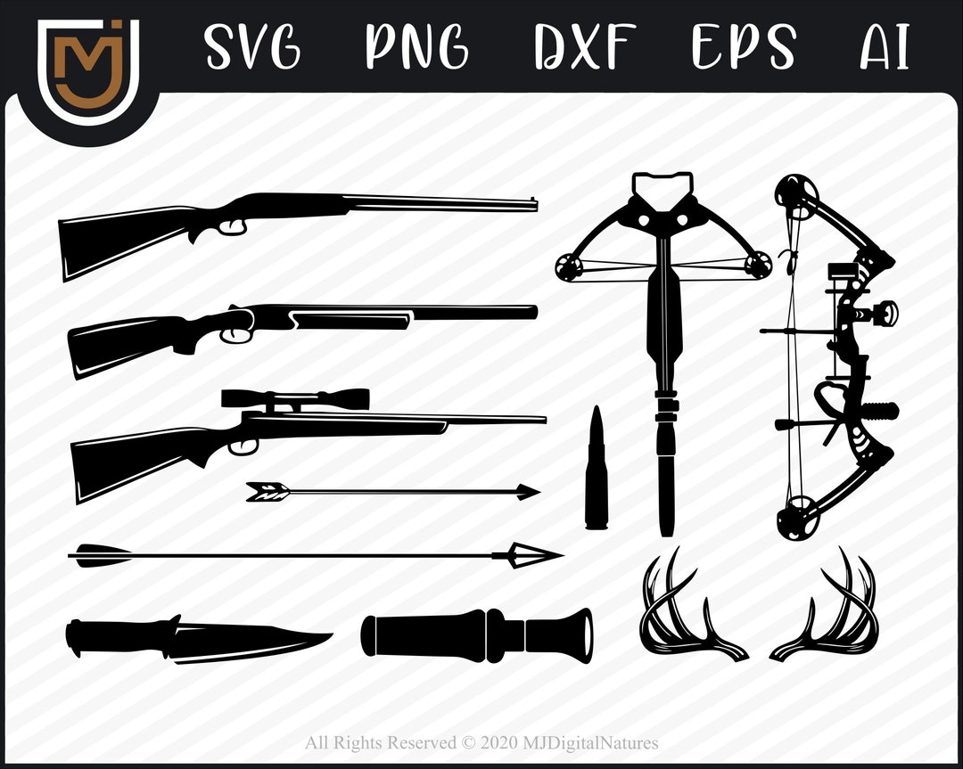 Bundle Hunting SVG Equipment - Hunting Clipart, Bow and Arrow SVG ...