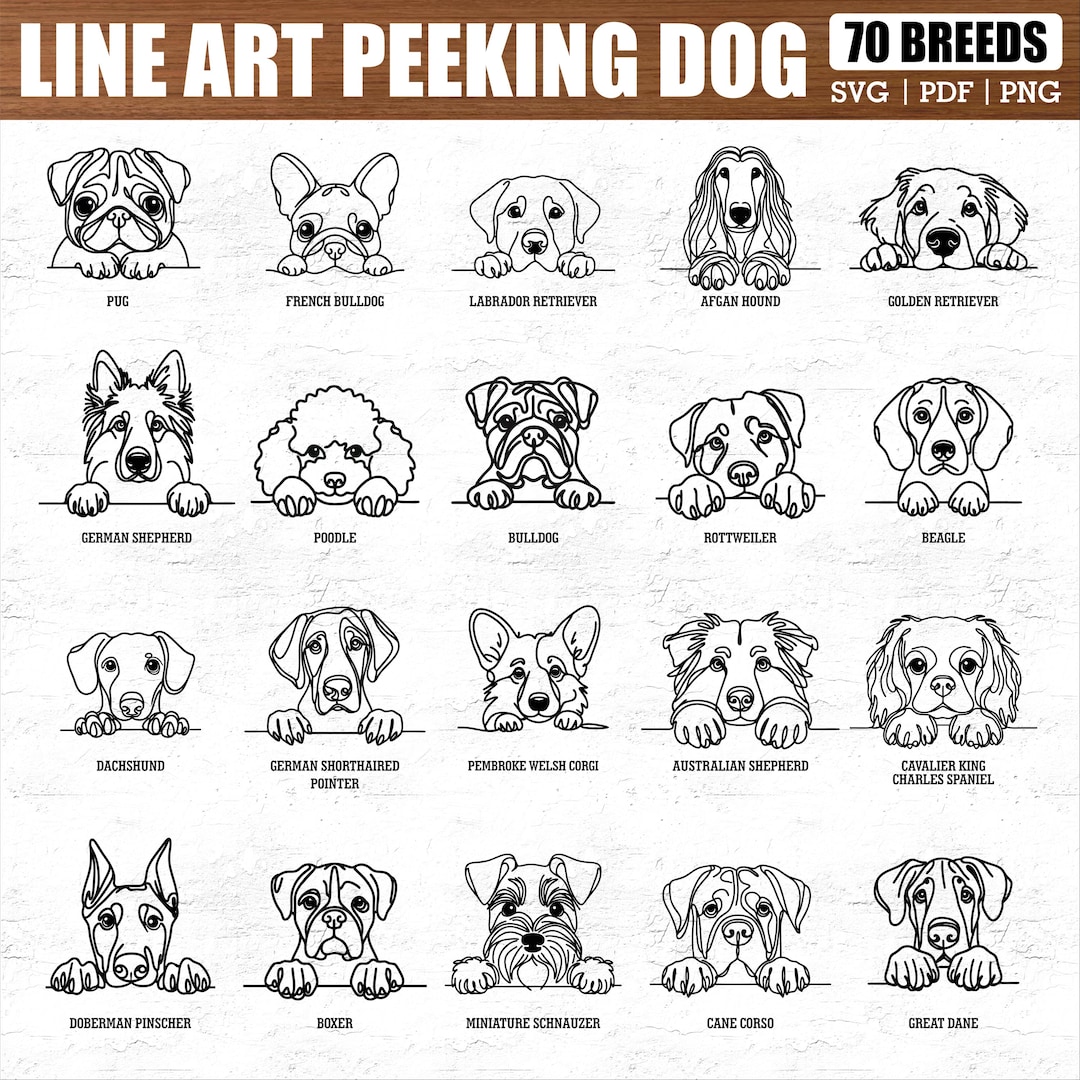 70 Peeking Dog Breeds Svg Dxf Png Pdf Bundle for Cricut and Laser Cut ...