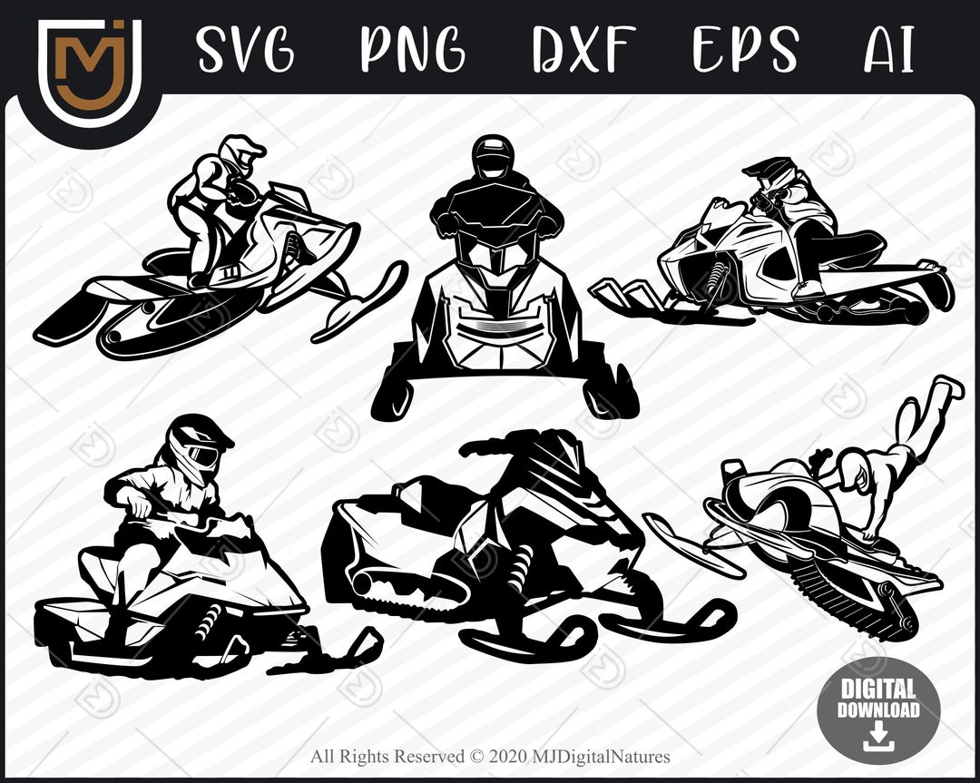 Snowmobile Svg 6 Riders - Snowmobiling Svg, Snowmobile Clipart, Winter ...