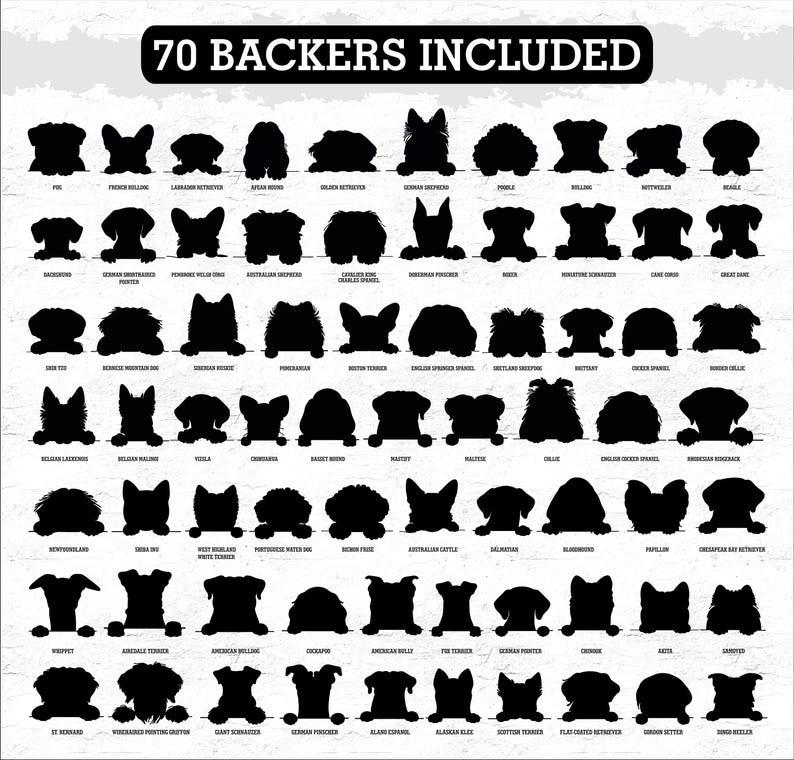 70 Peeking Dog Breeds Svg Dxf Png Pdf Bundle for Cricut and Laser Cut ...