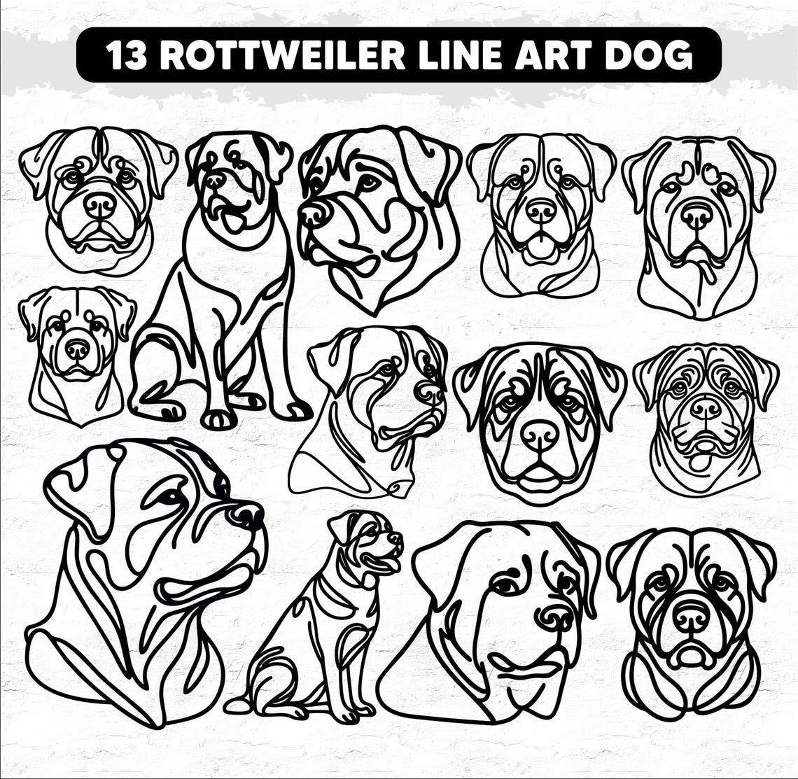 13 Line Art Rottweiler Dog Svg File - Dog Ornaments, Dog Laser Cut ...