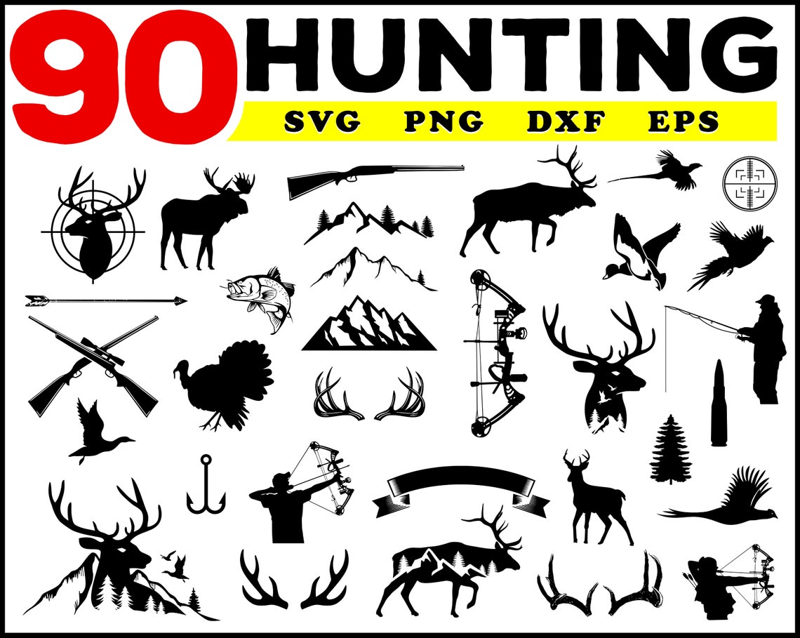 Bundle Hunting SVG 90 Clipart Deer Elk Buck SVG Antlers - Etsy