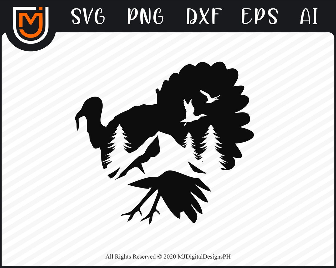 Turkey Hunting SVG Outdoor Mountains Turkey Clipart, Turkey Cut File ...