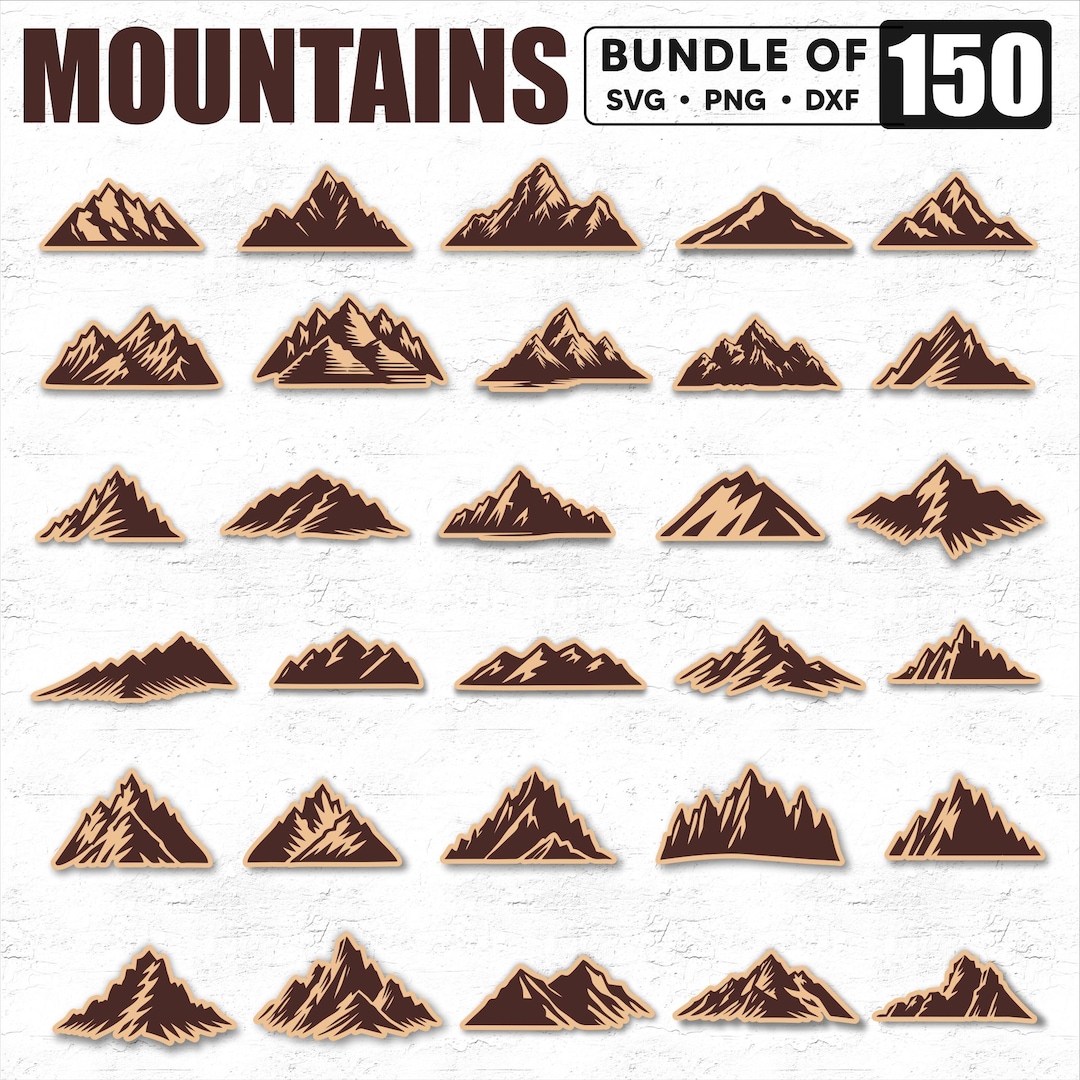 Laser Cut 150 Bundle of Mountain Svg Dxg Png Eps - Mountains Bundle Svg ...