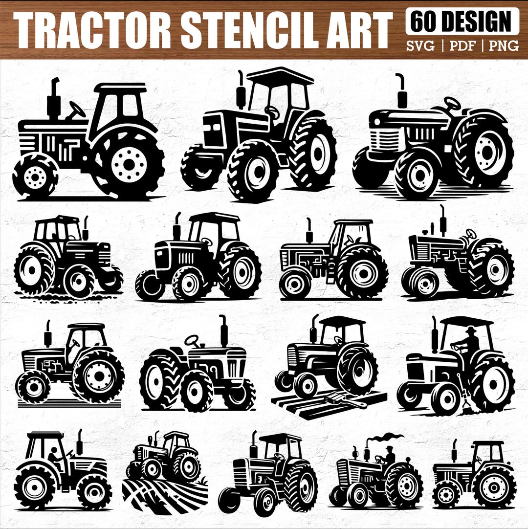 Farm Tractor Stencil SVG Bundle | 60 Vintage Tractor Designs for Cricut ...