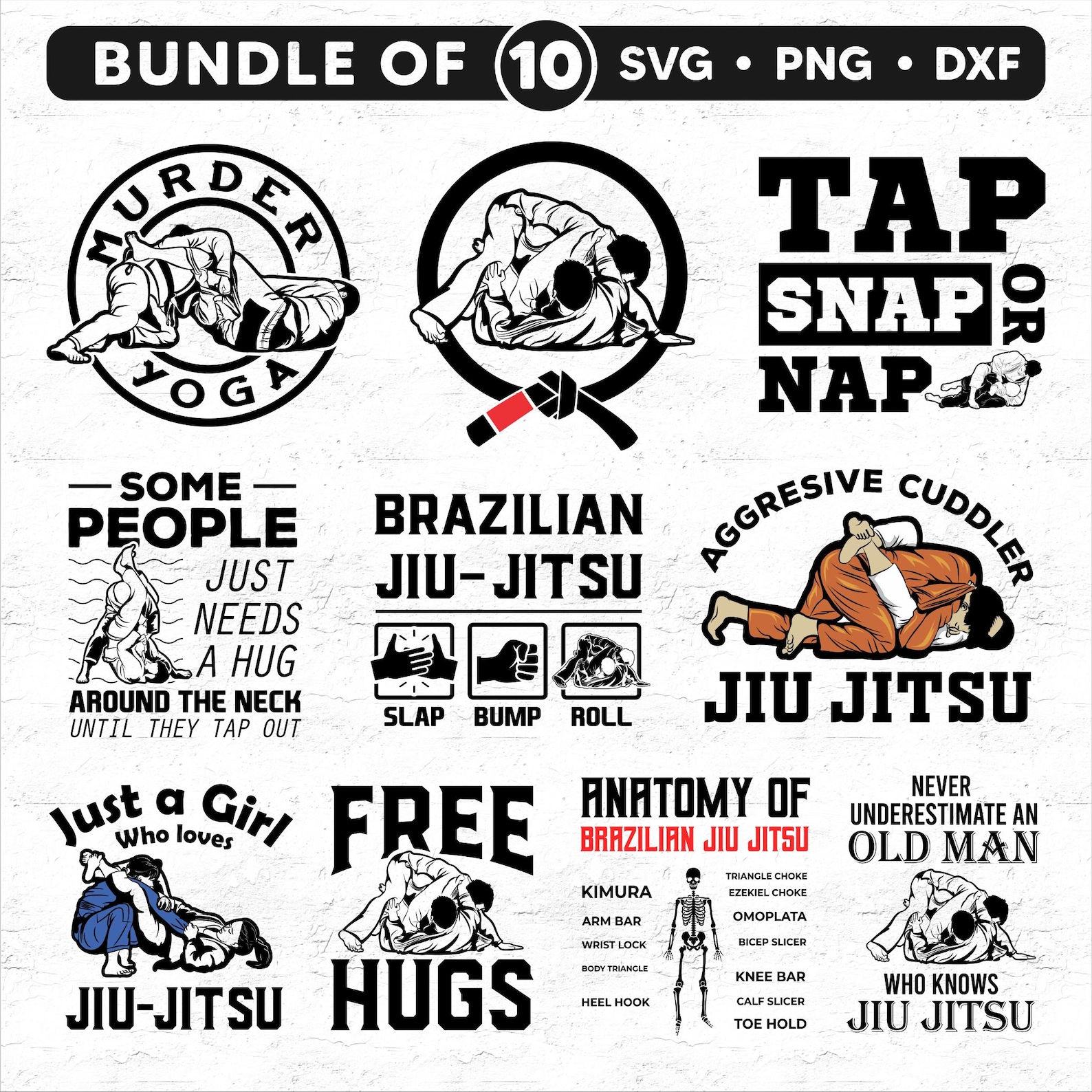 10 Bundle of Jiu Jitsu SVG Files - Jiu-jitsu Svg, Martial Arts Svg, MMA ...