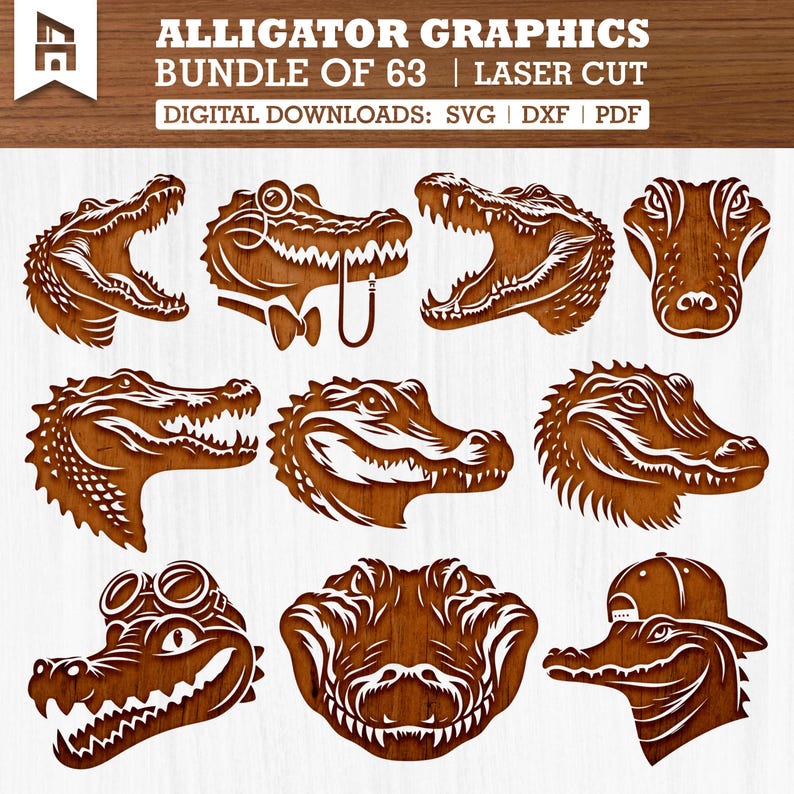 63 Alligator Svg Dxf Png Pdf Bundle for Cricut Crafts, Reptile ...