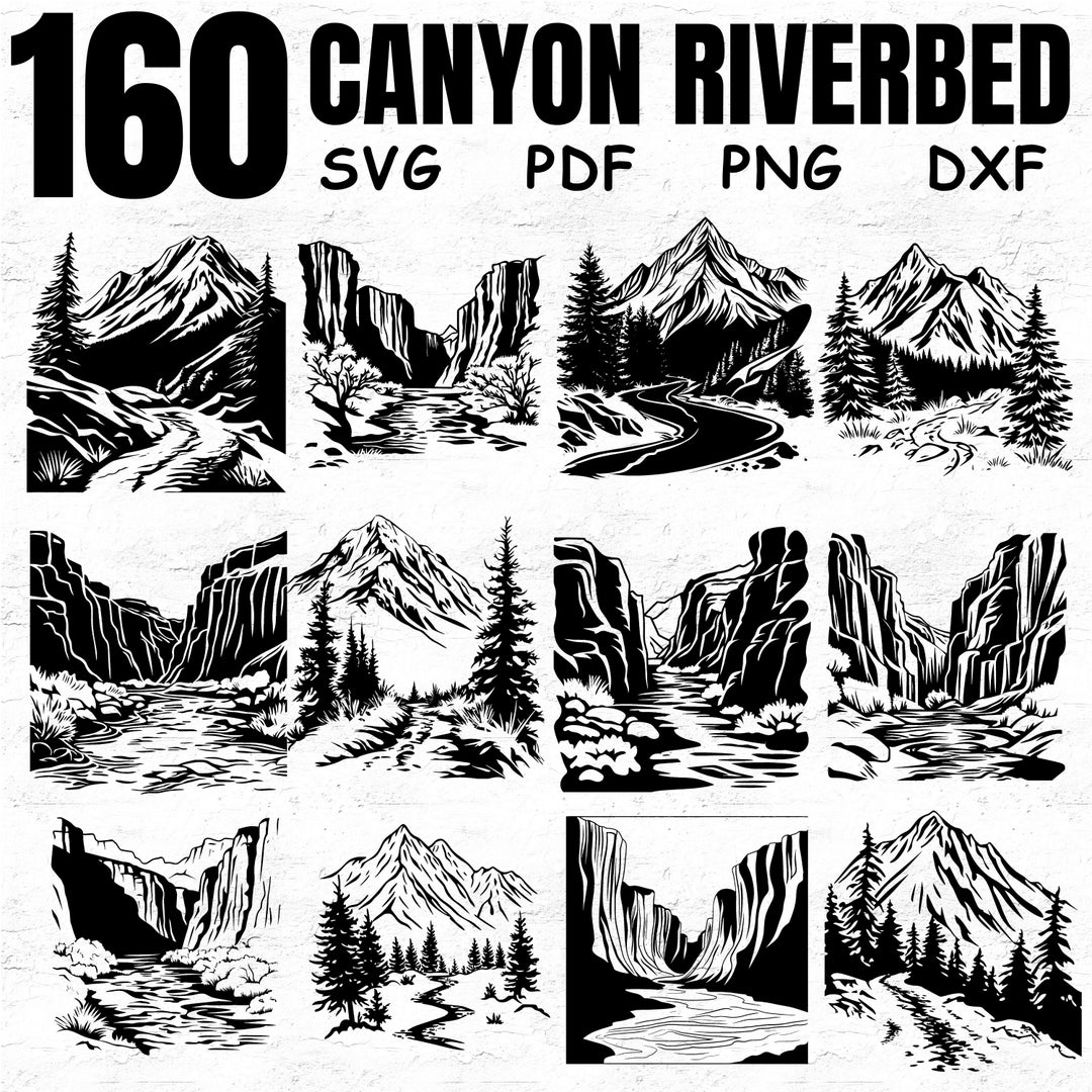 160 Canyon River Bed SVG PNG PDF Dxf Bundle for Cricut Silhouette Laser ...