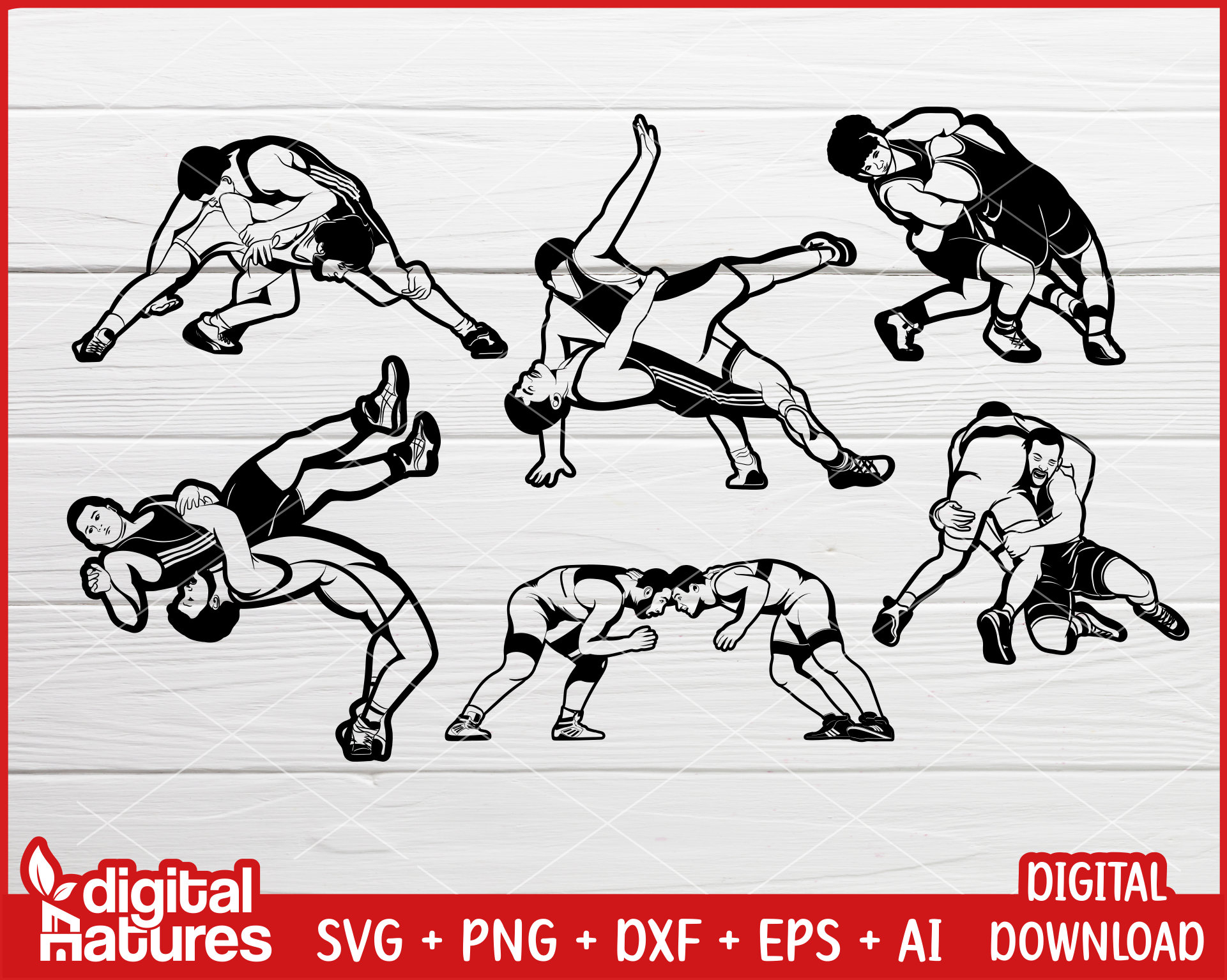 Wrestling SVG File 6 Wrestlers Sports Svg Wrestler Svg - Etsy