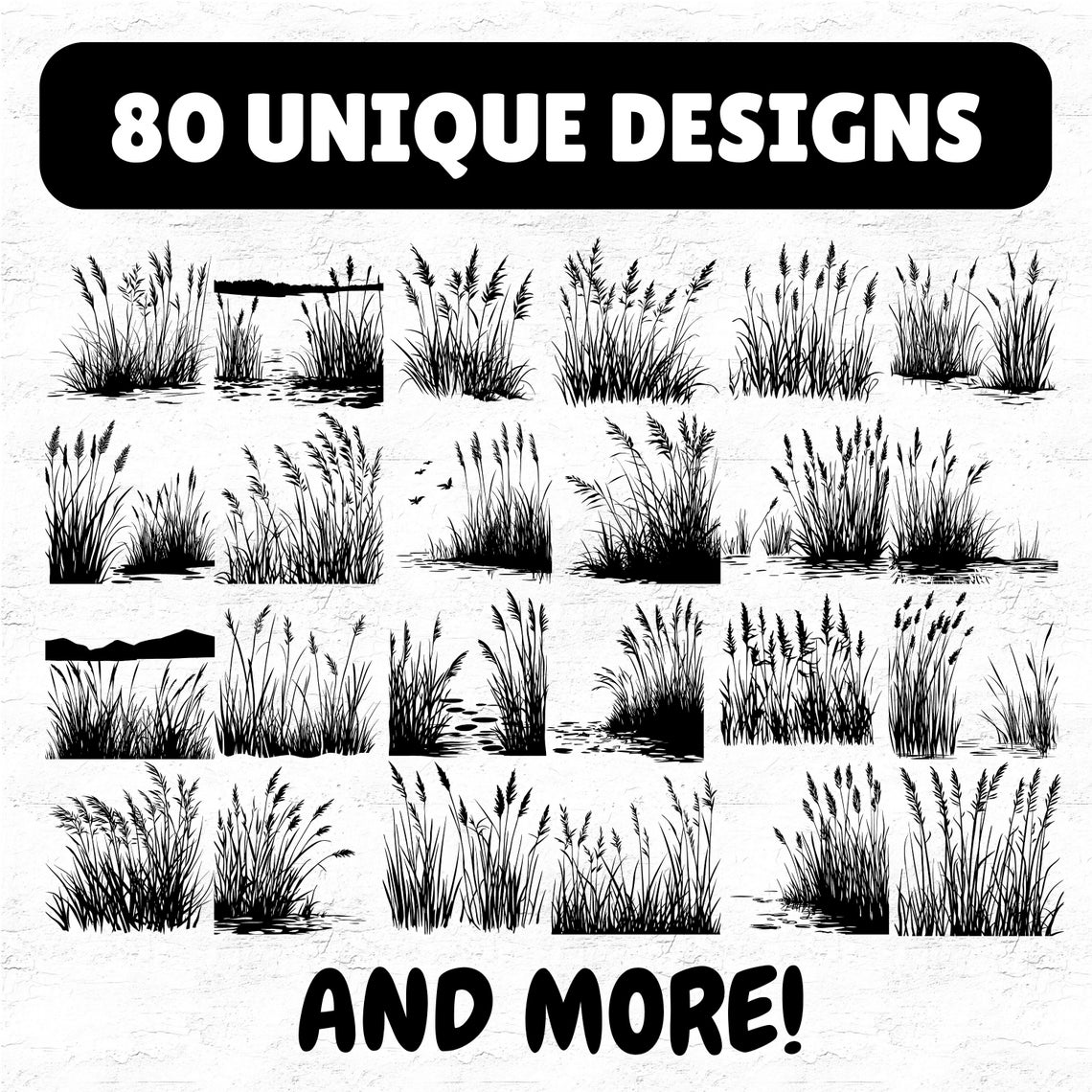 80 Tall Grass SVG PNG Bundle, Wild Grass Silhouette Clipart for Cricut ...