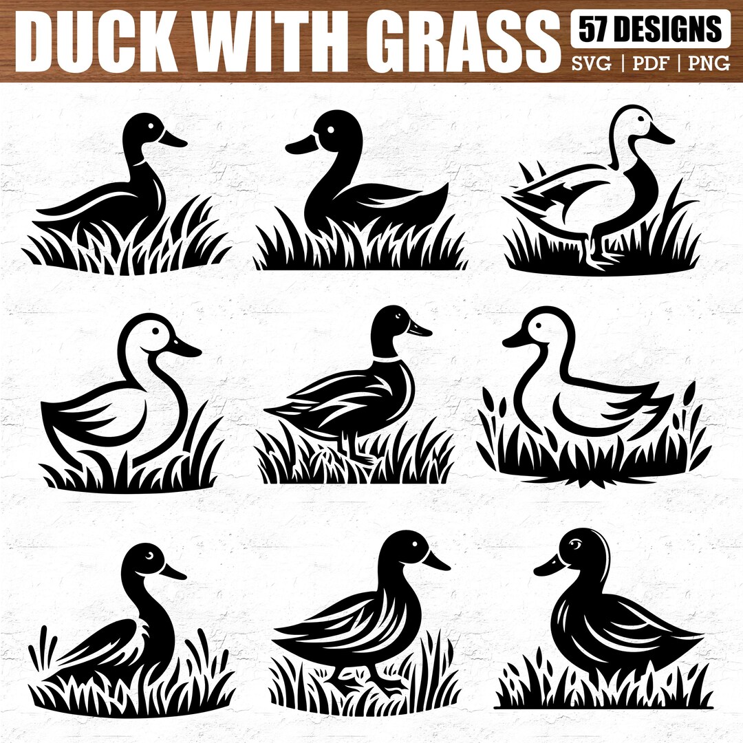 57 Duck SVG Bundle, Cute Duck Clipart Set, Duck Silhouette SVG Files ...
