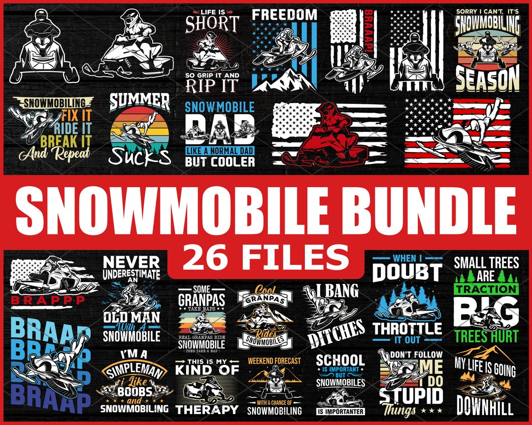 26 Files Bundle Snowmobile Svg - Snowmobiling Svg, Snowmobile Clipart ...