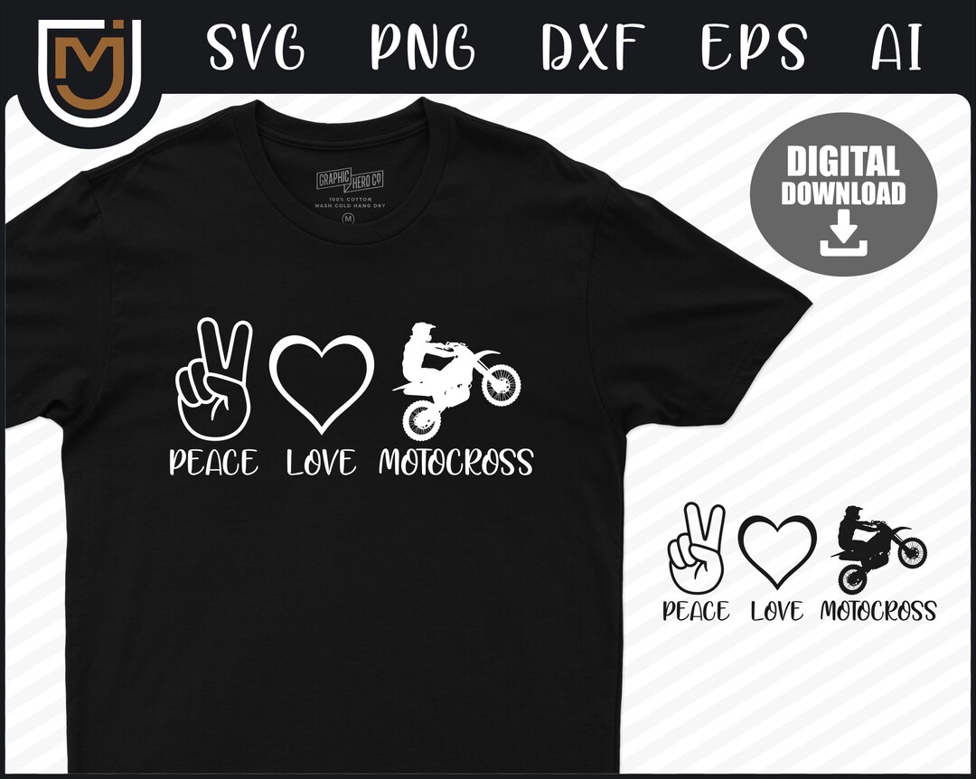 Peace Love Motocross SVG Dirt Bike SVG, Motorcyle Svg, Racing Svg for ...