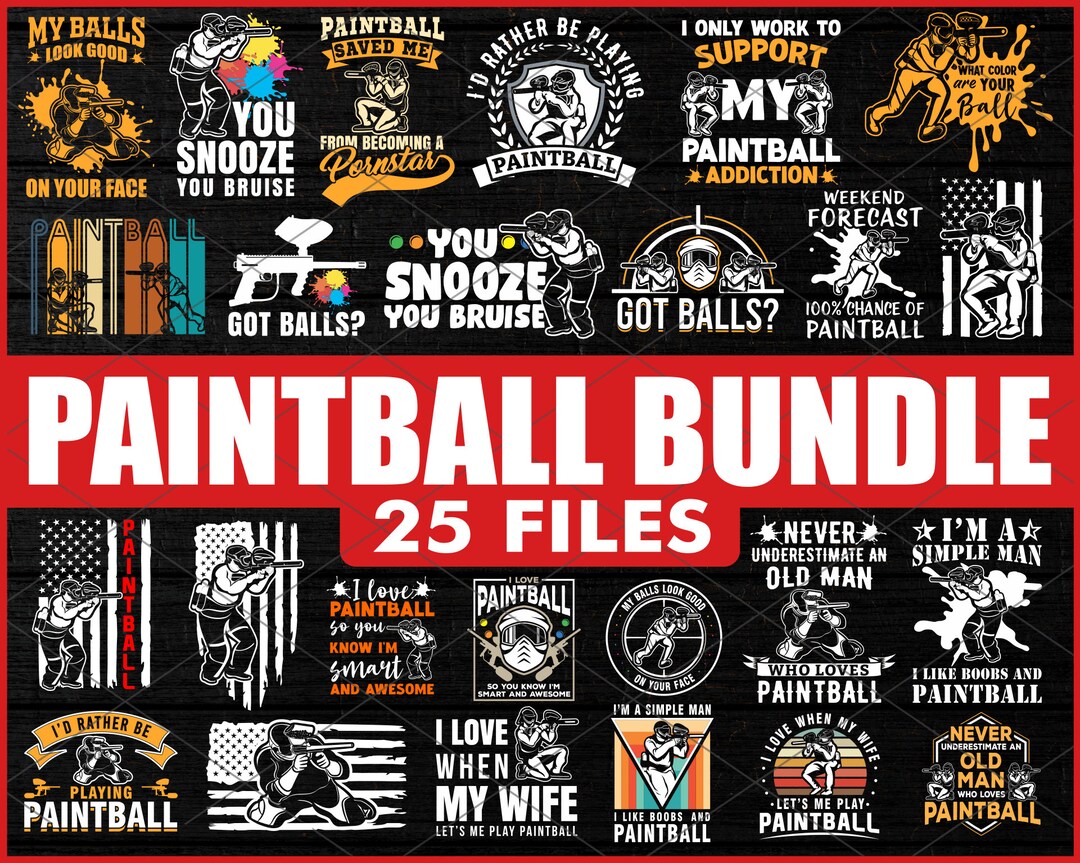 25 Files Bundle Paintball Svg, Sports SVG, Shooting Svg, Paintball Gun ...