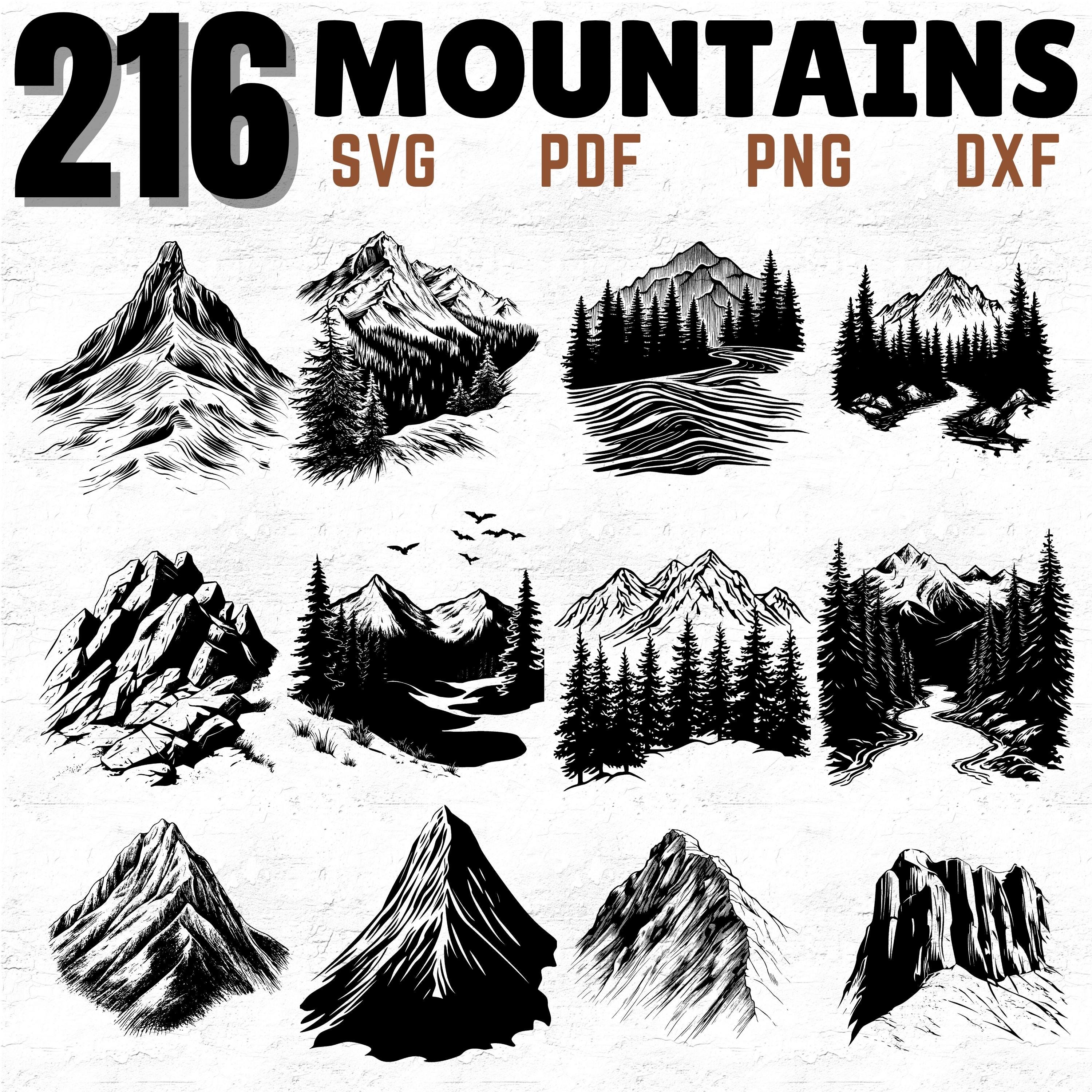 216 Mountain SVG PNG PDF Dxf Bundle for Cricut and Silhouette, Nature ...