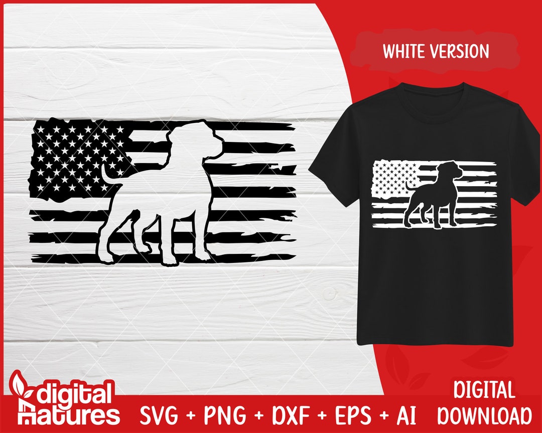 USA Flag Pitbull SVG Pitbull Vector, Pitbull Clipart, Pet Svg, American ...