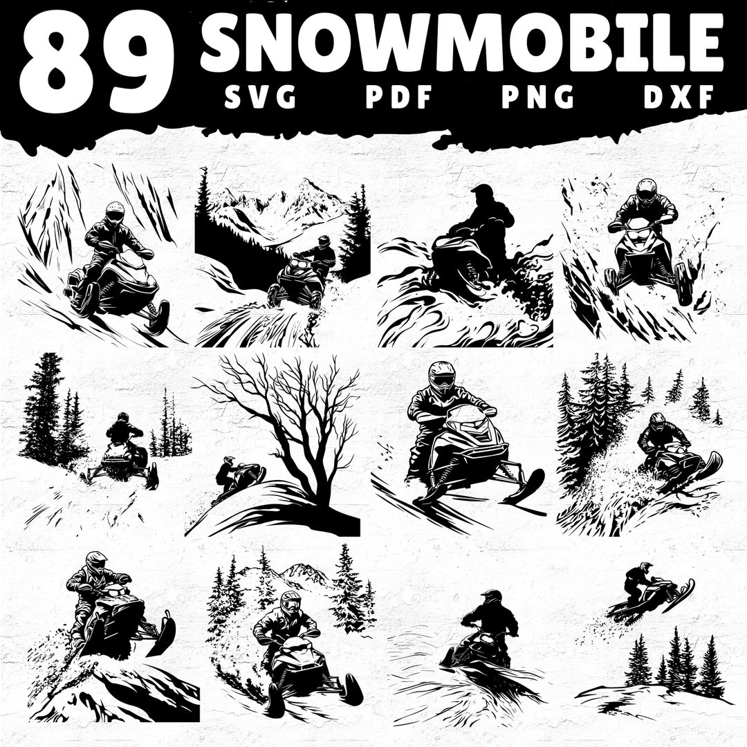 89 Snowmobile Clipart Bundle SVG PNG Pdf Dxf | Winter Adventure ...