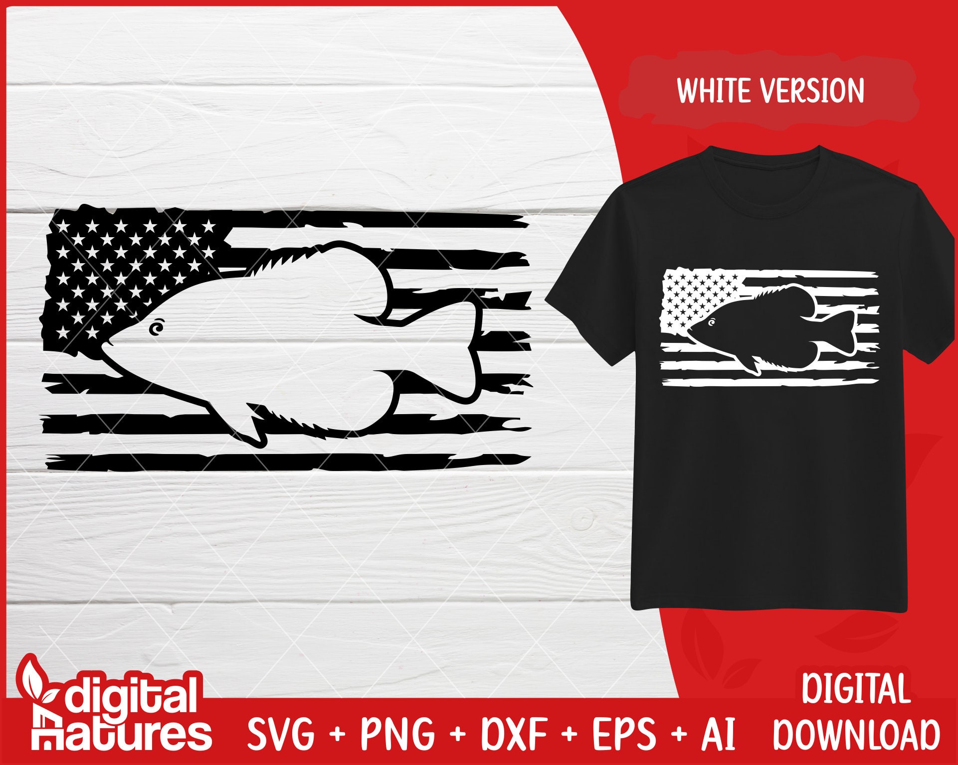 Crappie Fishing SVG American Flag Crappie Clipart Fish Svg - Etsy