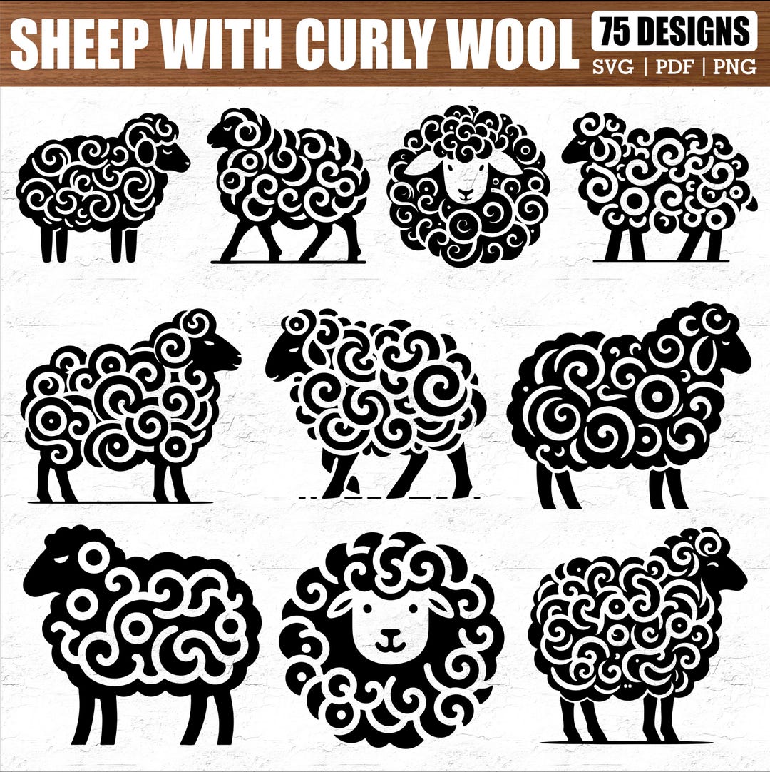 Curly Wool Sheep SVG Bundle | 75 Cute Sheep Silhouette Designs for ...