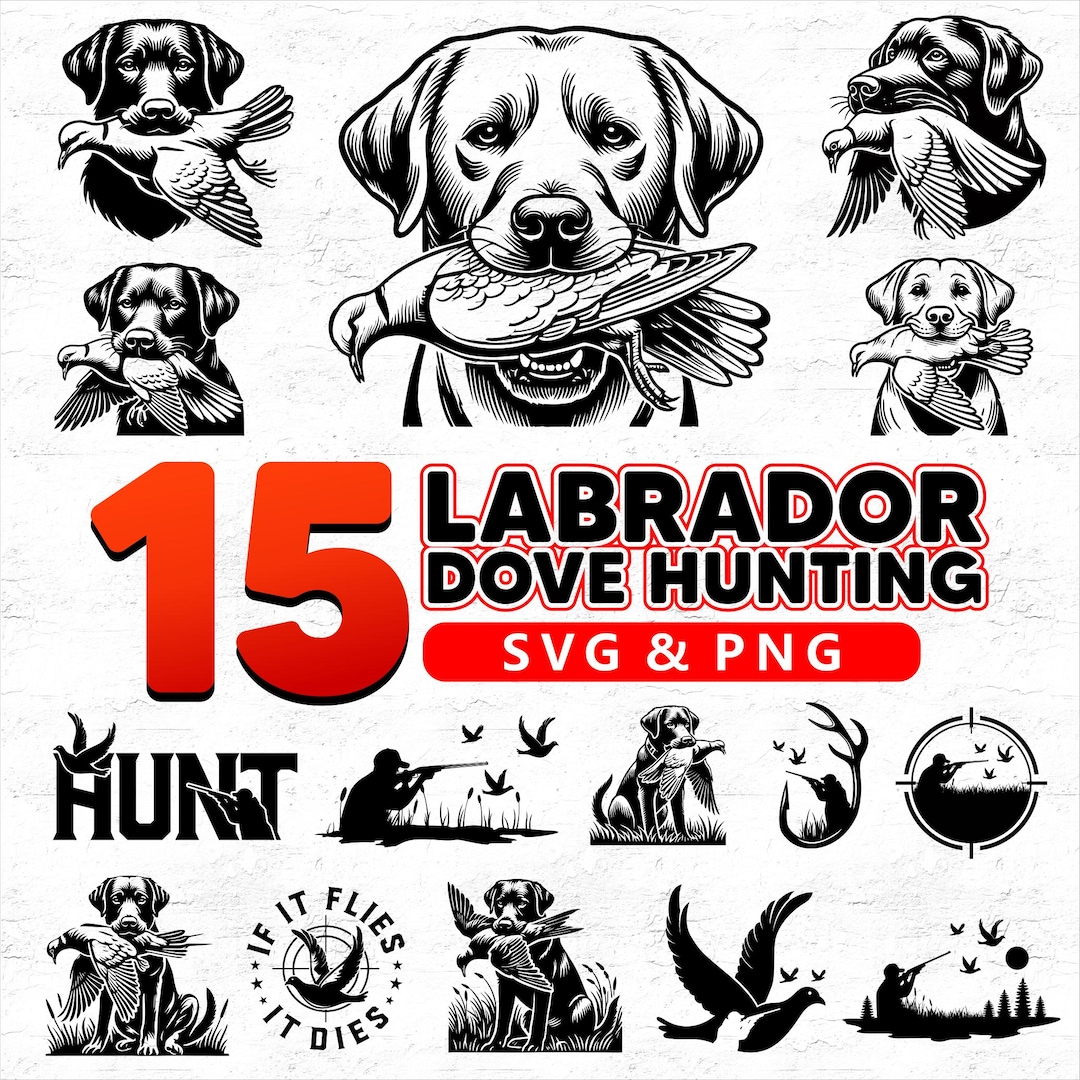 15 Labrador Bundle Svg - Dove Hunting SVG, Dove Cut File, Labrador Png ...