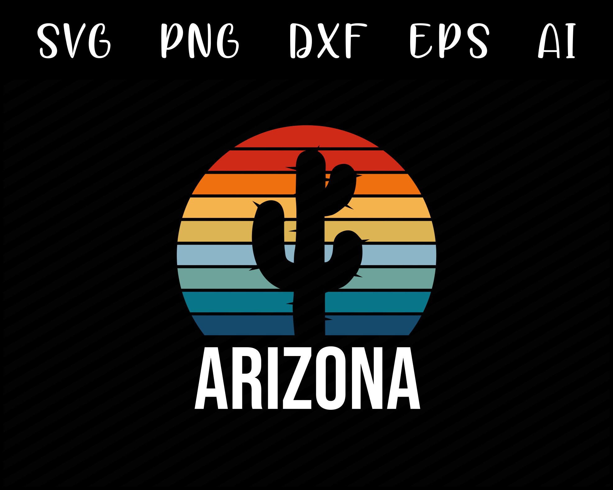 Retro Sunset Cactus SVG Arizona Succulent SVG Cute Cactus | Etsy