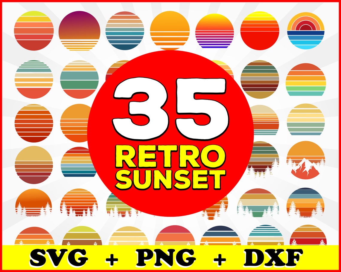Bundle Retro Sunset SVG Vintage - Summer Svg, Sunset PNG, Retro Vintage ...