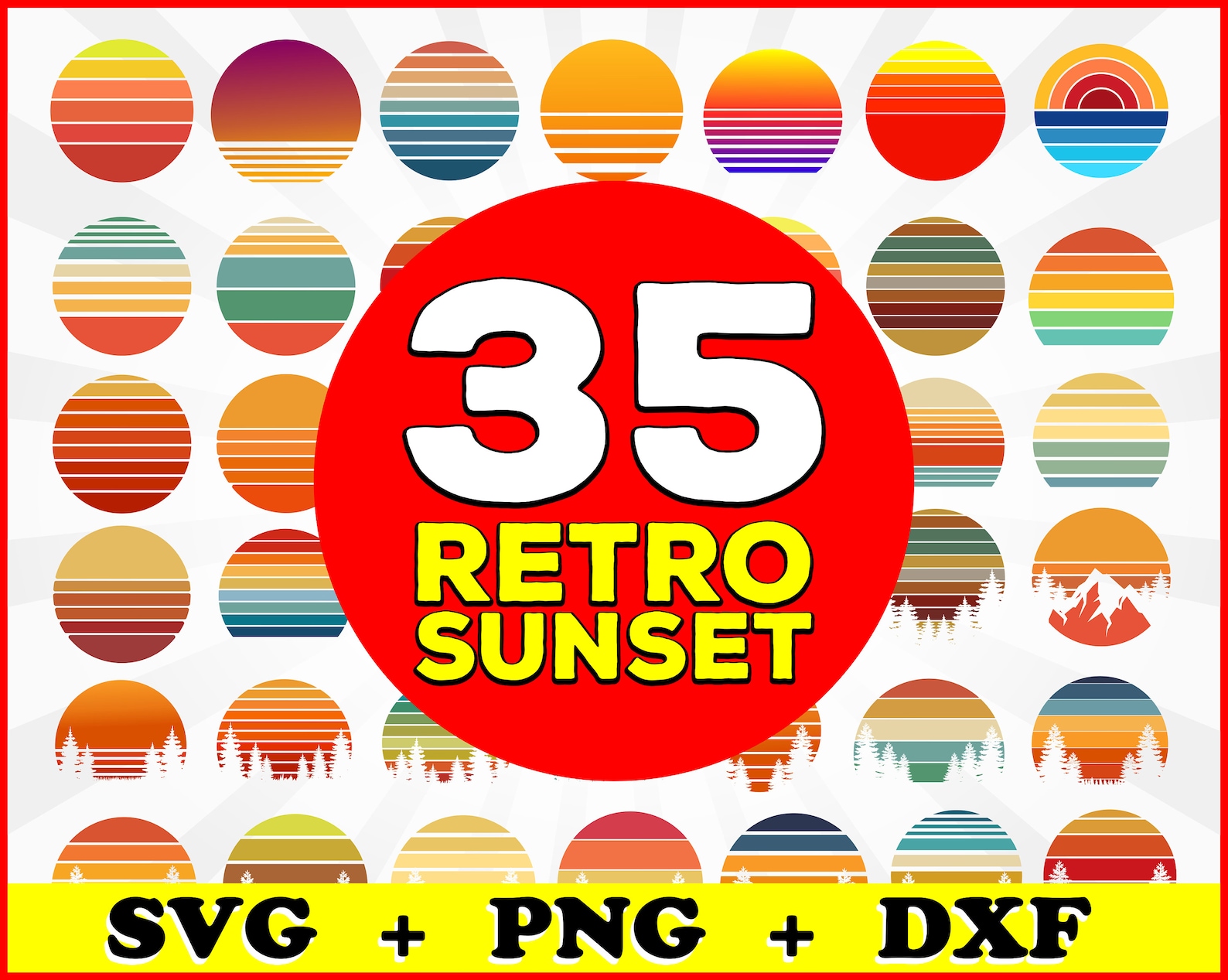 Bundle Retro Sunset SVG Vintage - Summer Svg, Sunset PNG, Retro Vintage ...
