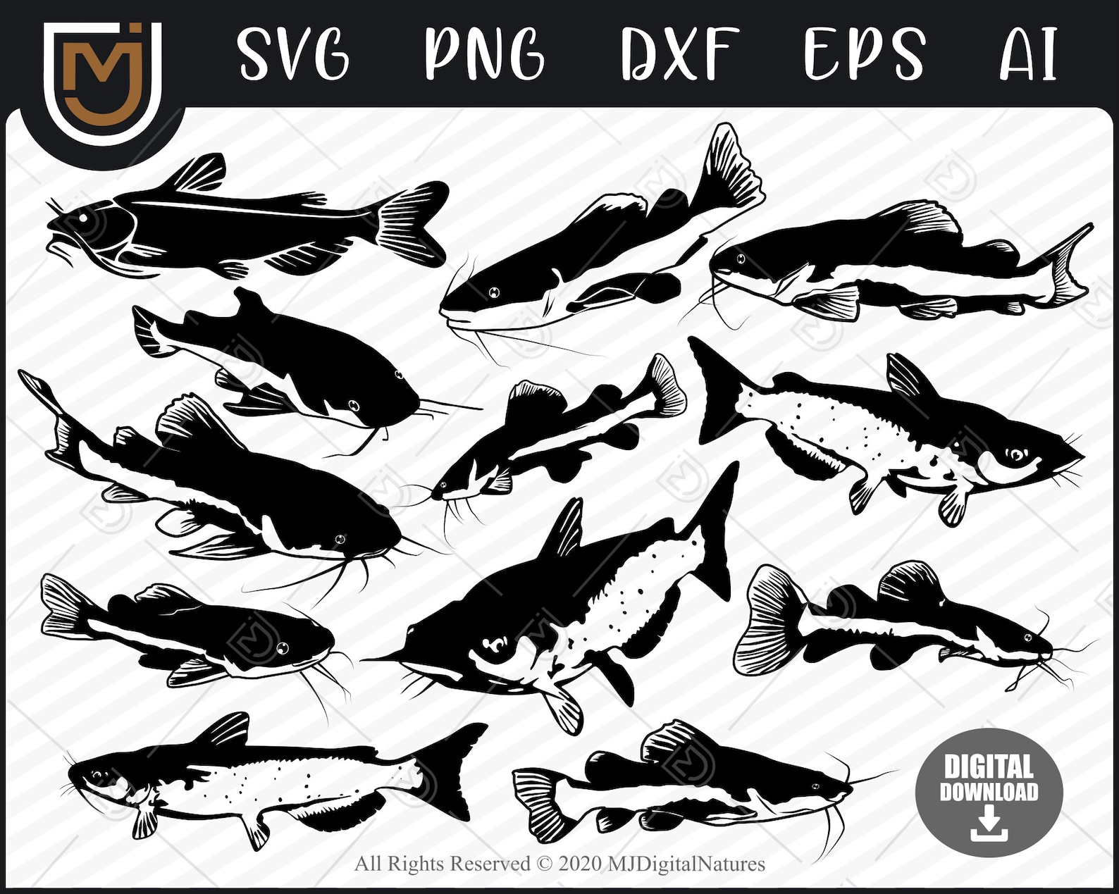 Bundle Catfish Clipart Catfish SVG Fish SVG Fishing Svg - Etsy
