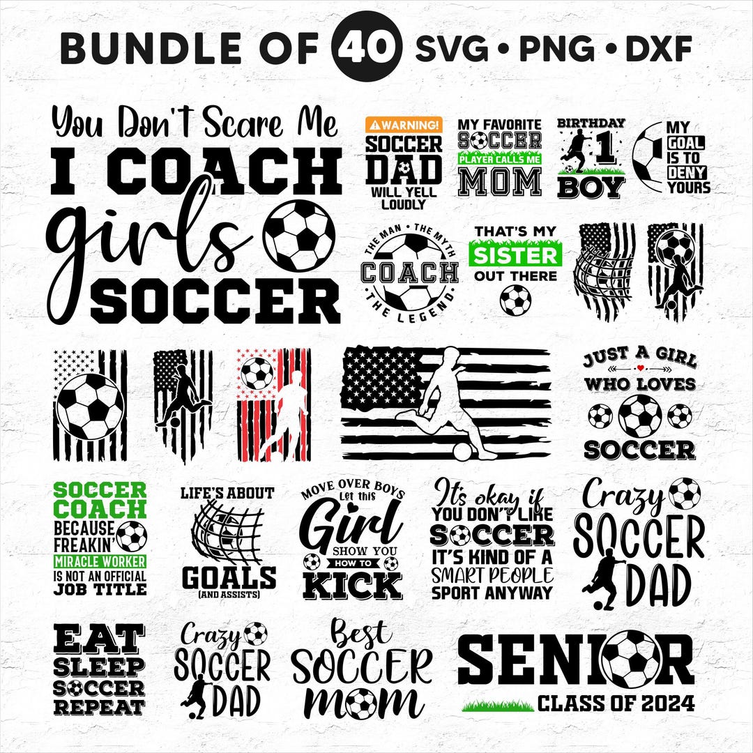 40 Soccer Svg Bundle, Soccer Ball Svg, Soccer Designs, Soccer Team Svg ...