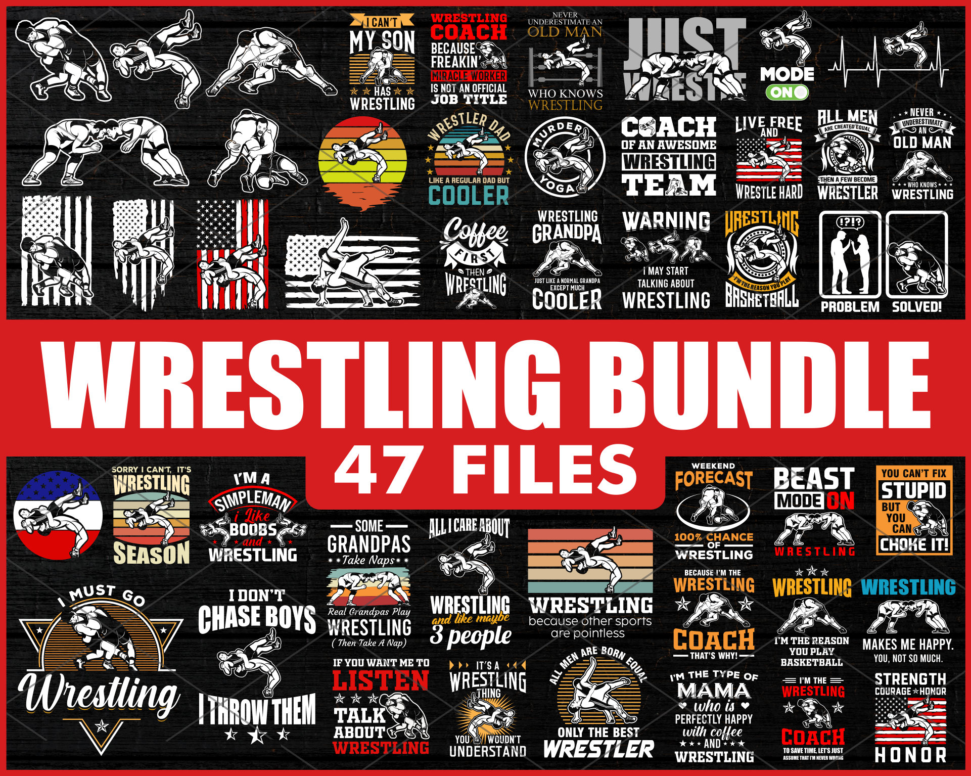47 Files Wrestling Bundle Svg Sports Svg Wrestler Svg - Etsy