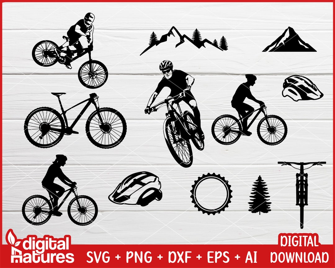 12 Bundle Mountain Bike Svg - Mountain Biking Svg, Cycling Svg, Cyclist ...
