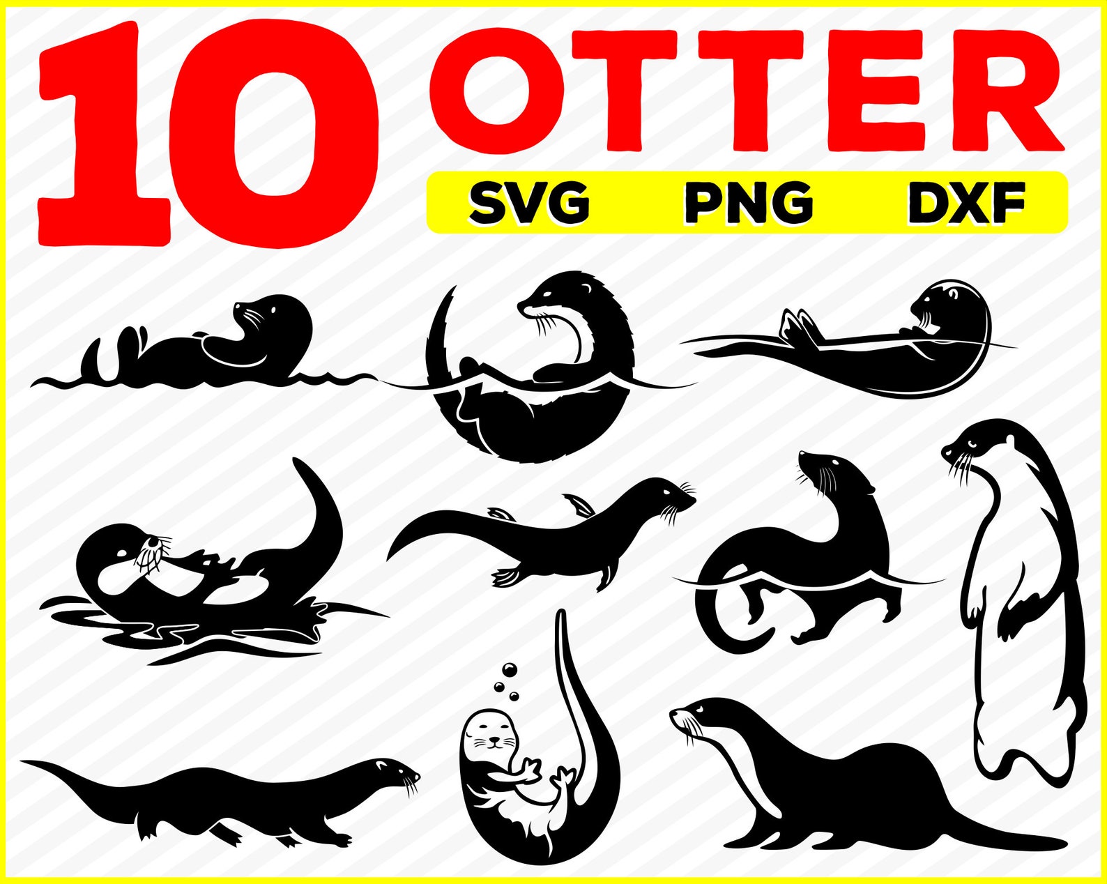 Cute Otters Bundle SVG - Otter SVG, Otter Clipart, Otter Cut File ...