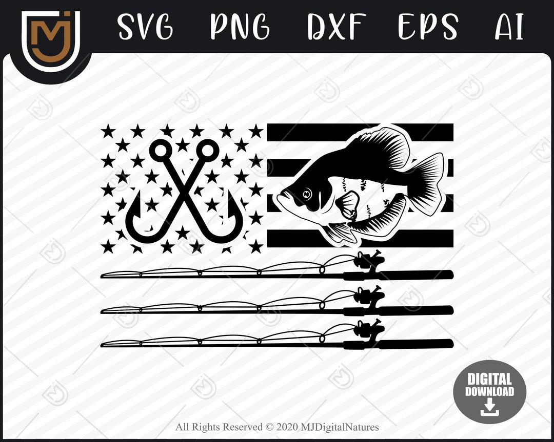 USA Flag Crappie Clipart - Fish Svg, Fishing Clipart, Crappie SVG ...