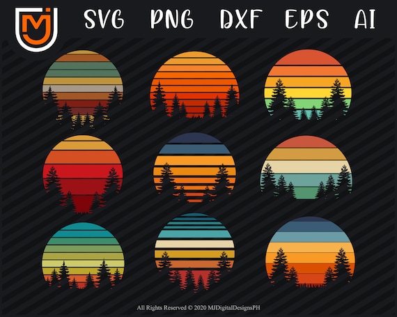 Vintage Retro Sunset SVG Sunset PNG Summer Svg Retro | Etsy Canada