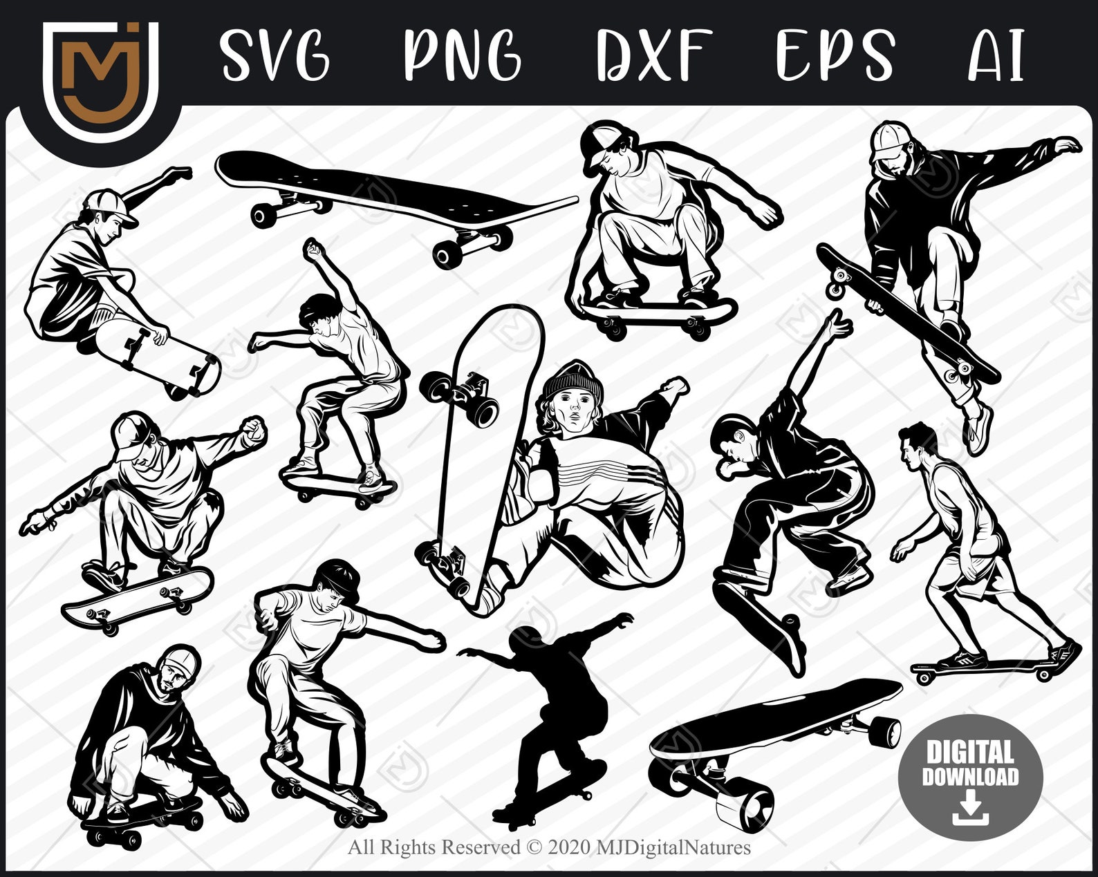 Skateboard SVG Files Bundle Skating Svg Skateboarding SVG | Etsy
