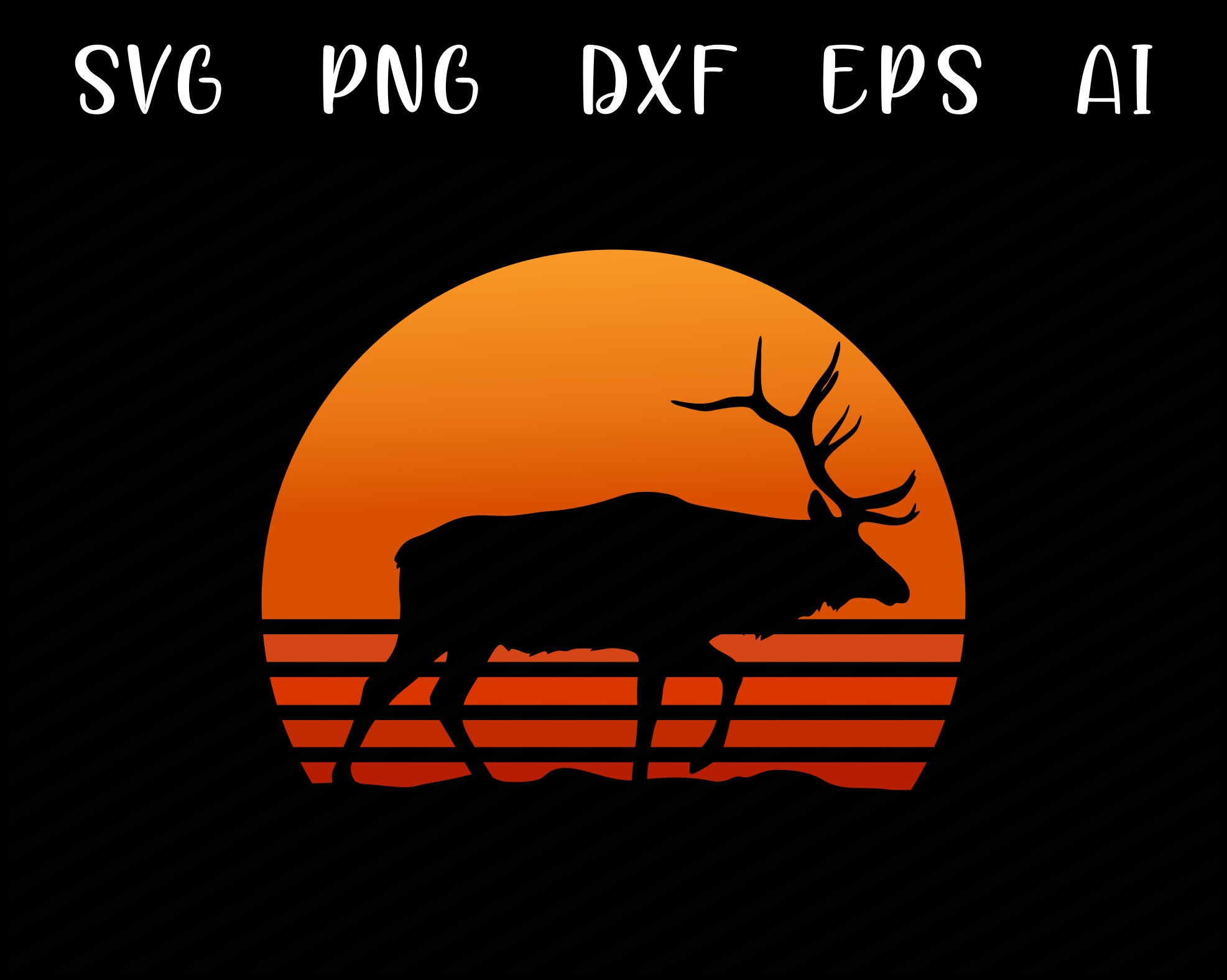 Retro Sunset Elk Clipart Elk Hunting SVG Elk Cut File Deer | Etsy