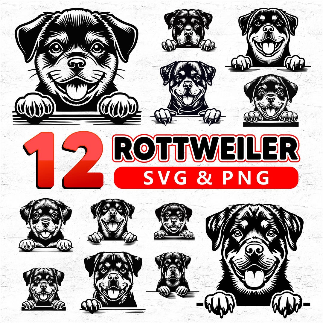 Rottweiler Bundle Svg - Rottweiler Clipart, Rottie SVG, Pet SVG, Dog ...