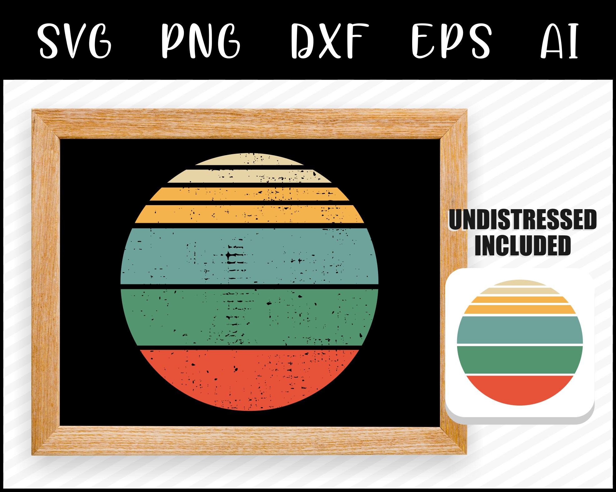 Distressed Sunset Retro SVG Circular Retro Svg Sunset Svg | Etsy