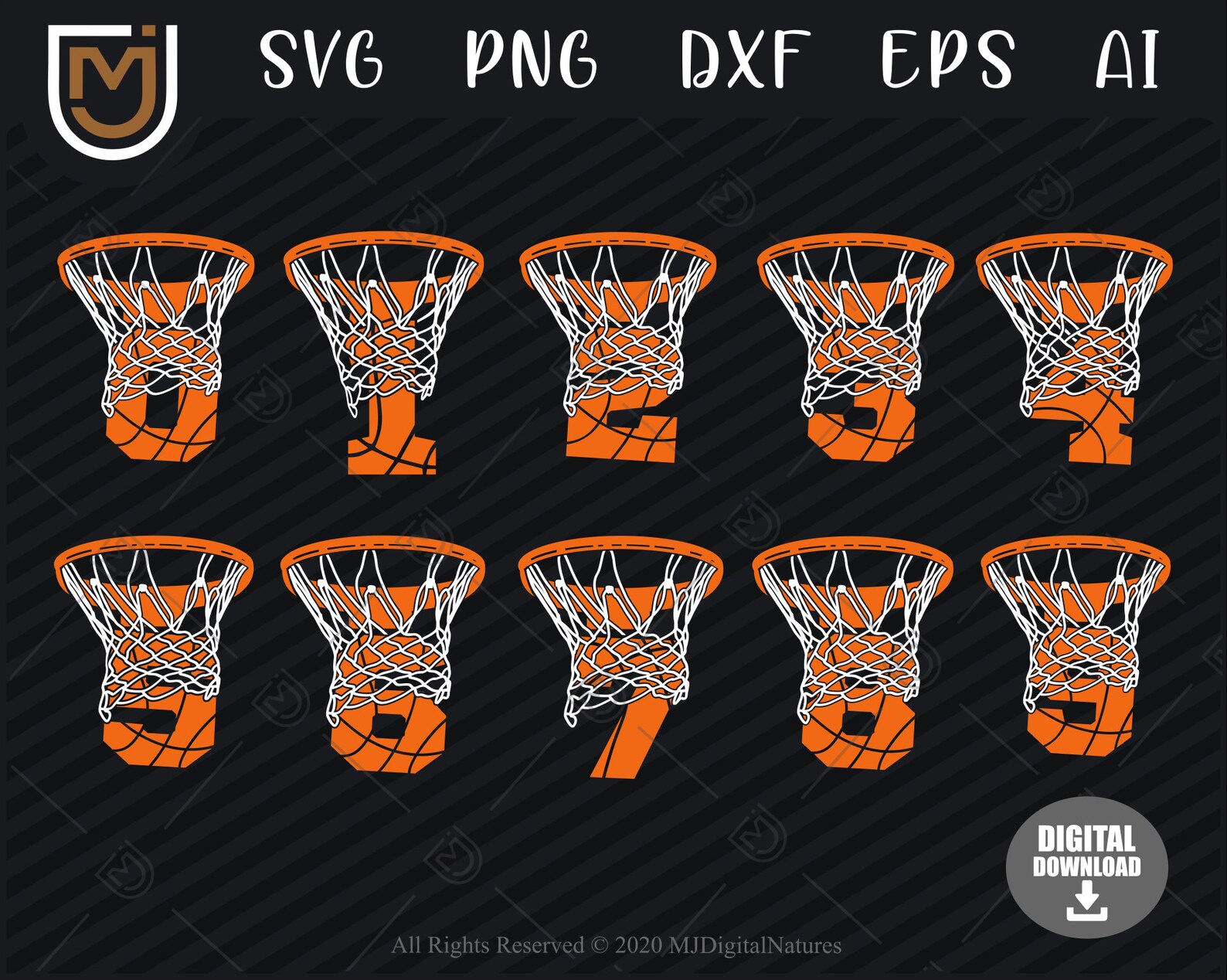 Basketball SVG Files Number 0 to 9 Basketball PNG Sports - Etsy