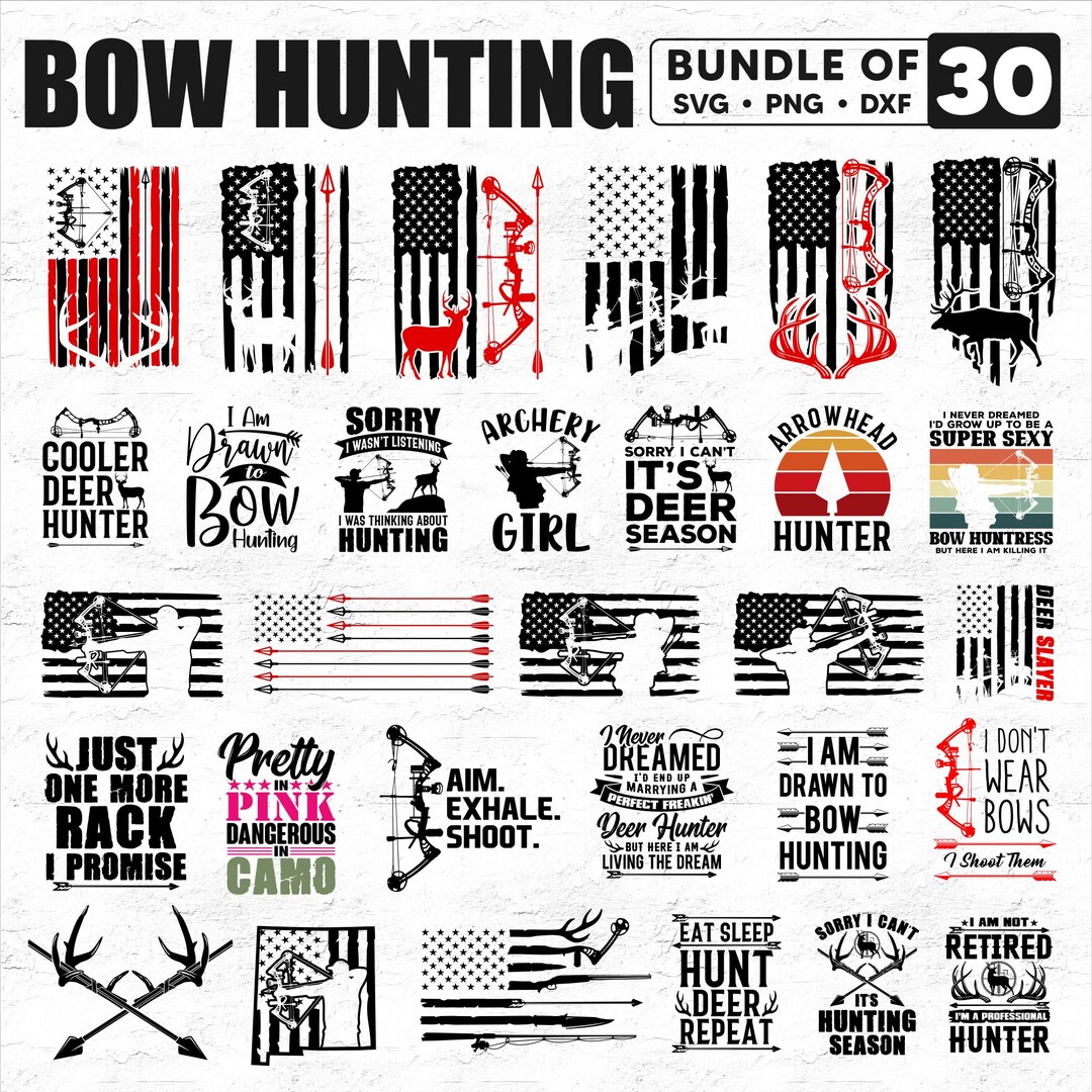 30 Bundle of Bow Hunting Svg Files - Bow Hunter Svg, Deer Hunting Svg ...