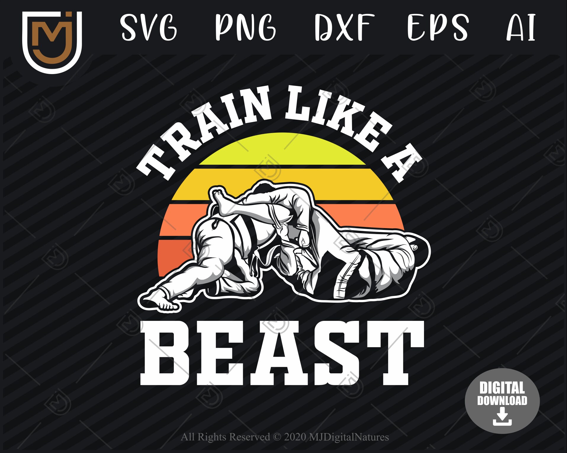 Dxf Sunset Aggressive Cuddling Jiu-Jitsu Svg Png Silhouette for Mma ...