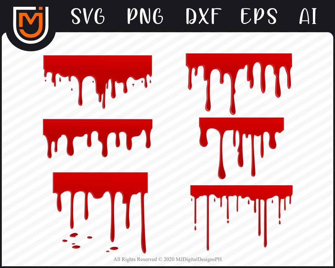 Bundle Dripping Blood SVG Halloween SVG, Blood Clipart, Blood Cut File ...